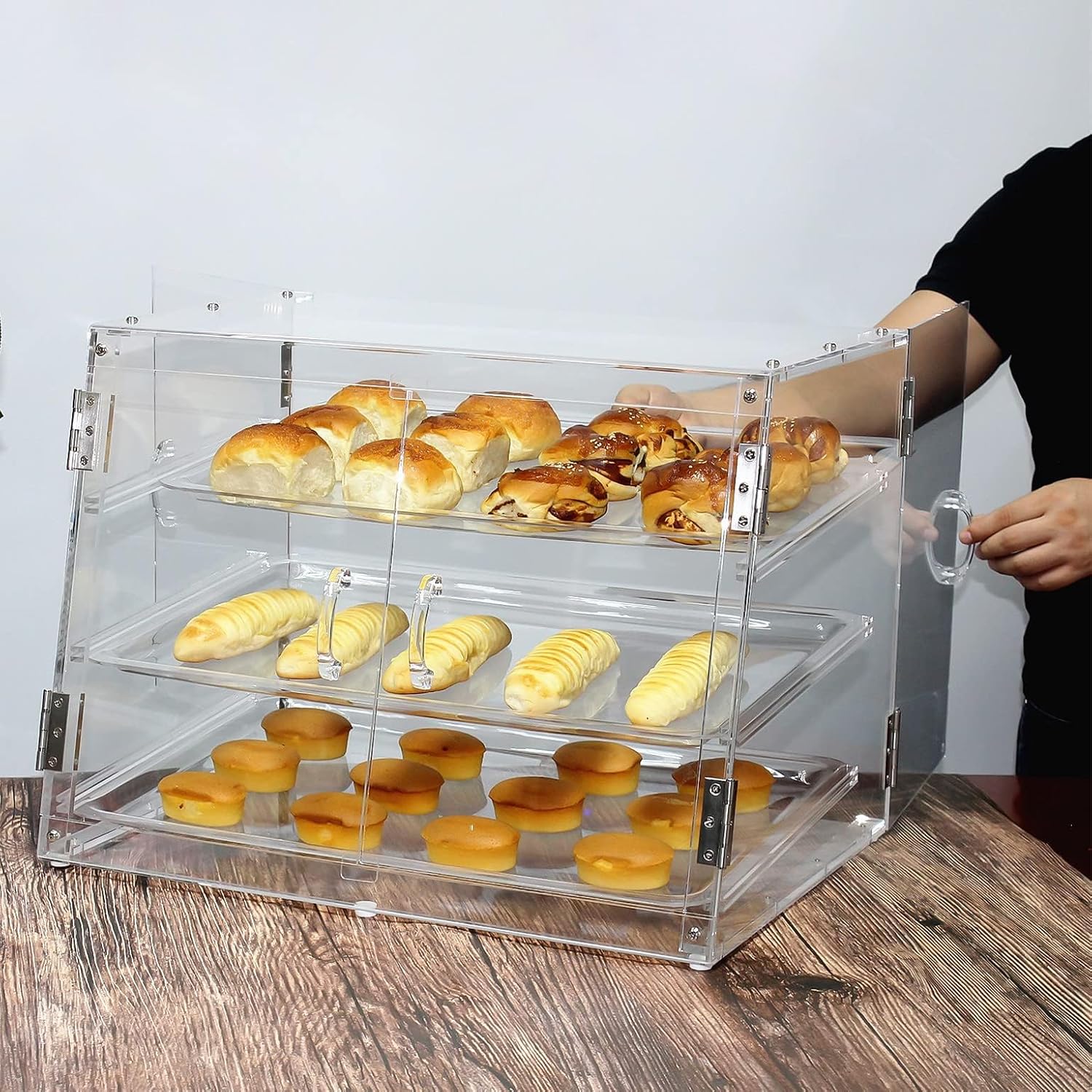 Amazon.com: Front & Rear Doors Bakery Display Case with 3-Tier, Acrylic ...
