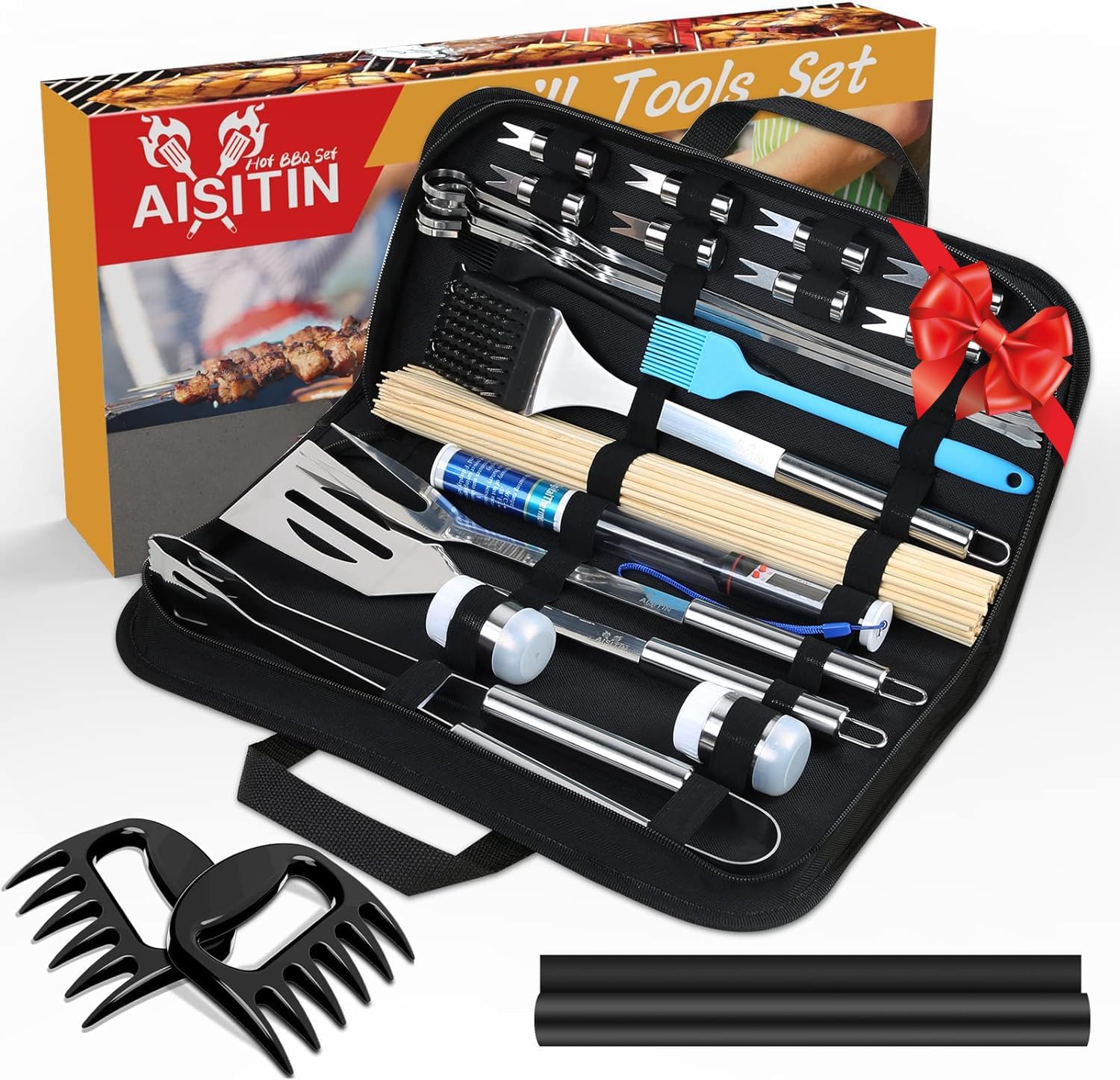 AISITIN 25PCS bbq Accessories, Stainless Steel Grilling Set with ...