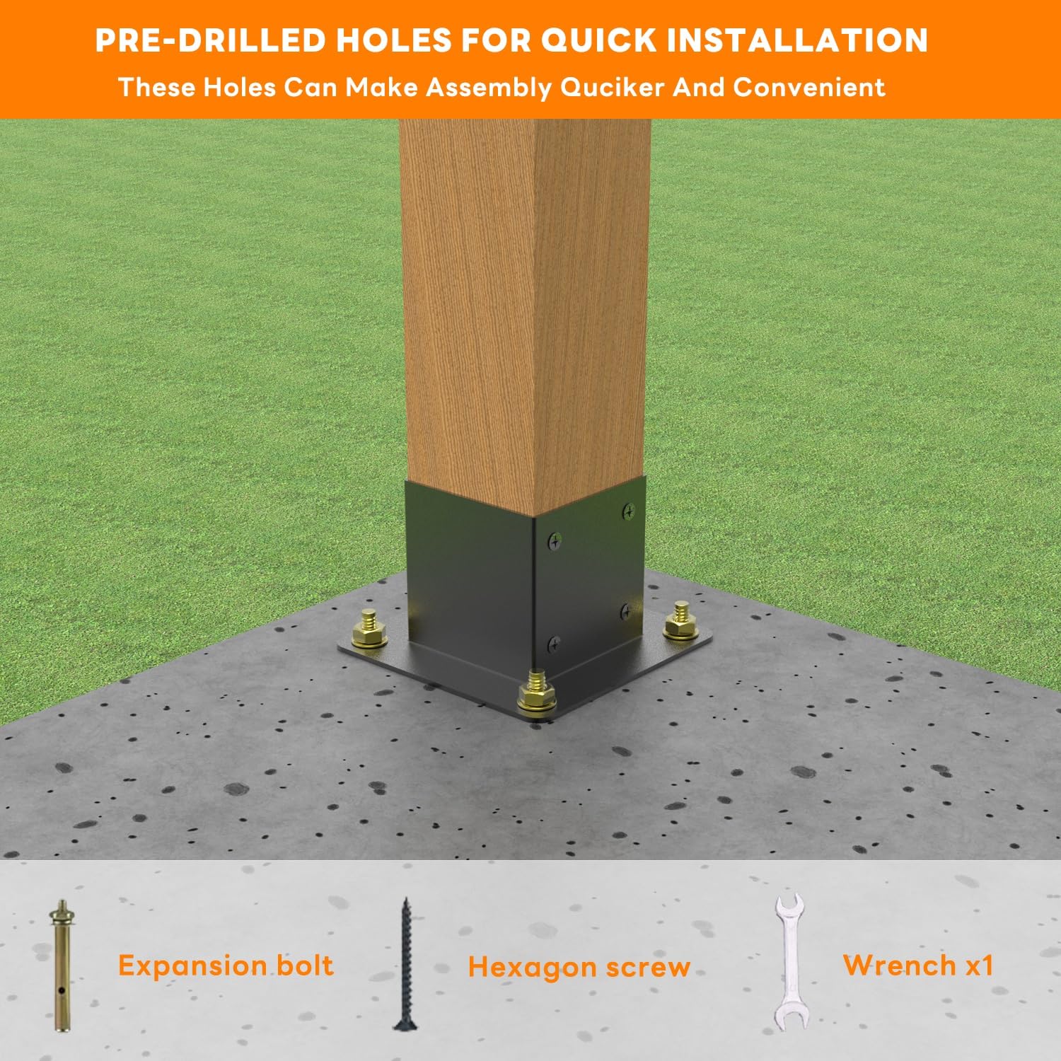 Snapklik.com : YEOOE 4x4 Post Base, Deck Post Brackets Powder Coated ...