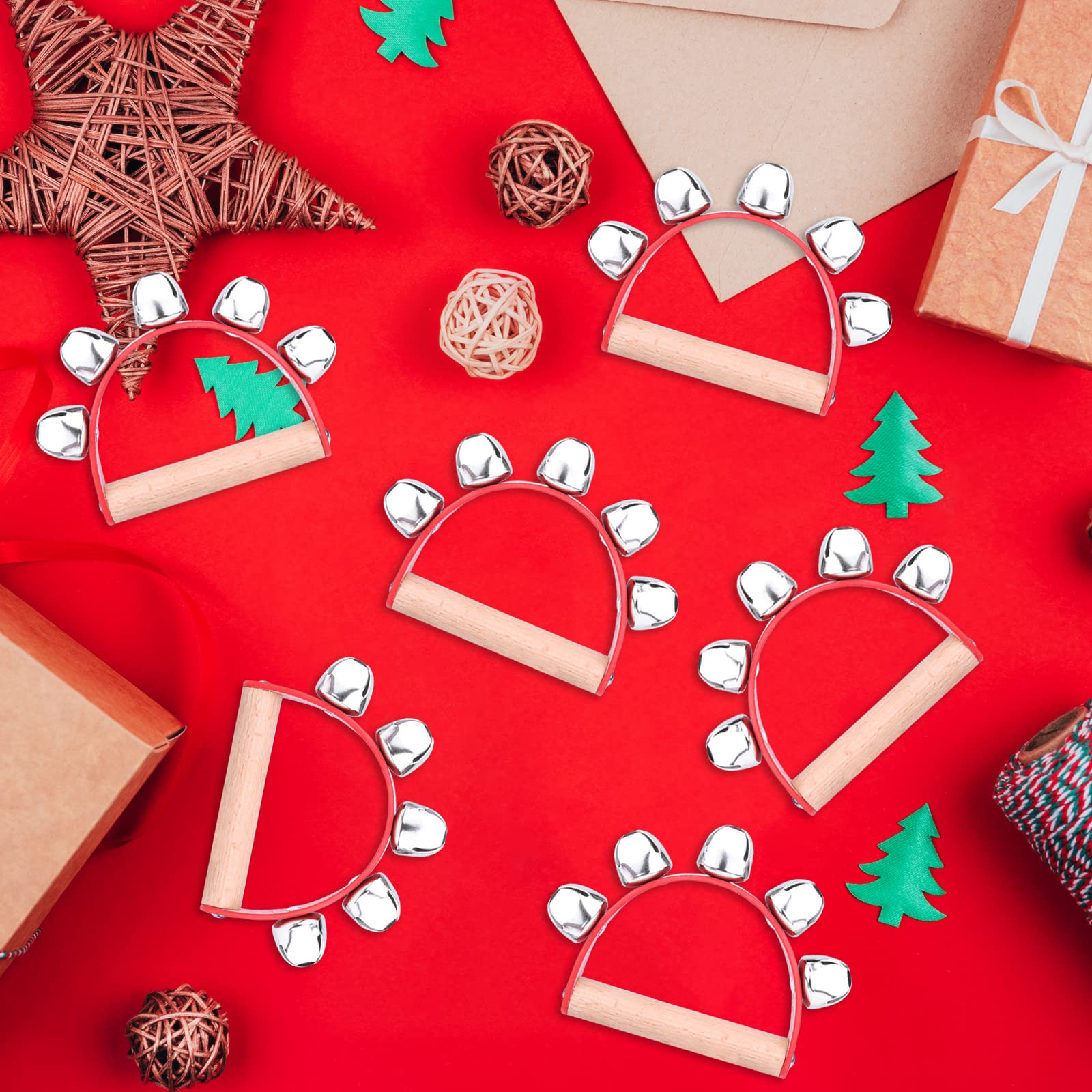 Snapklik.com : 8 Pieces Christmas Hand Jingle Bells Wooden Hand Sleigh ...
