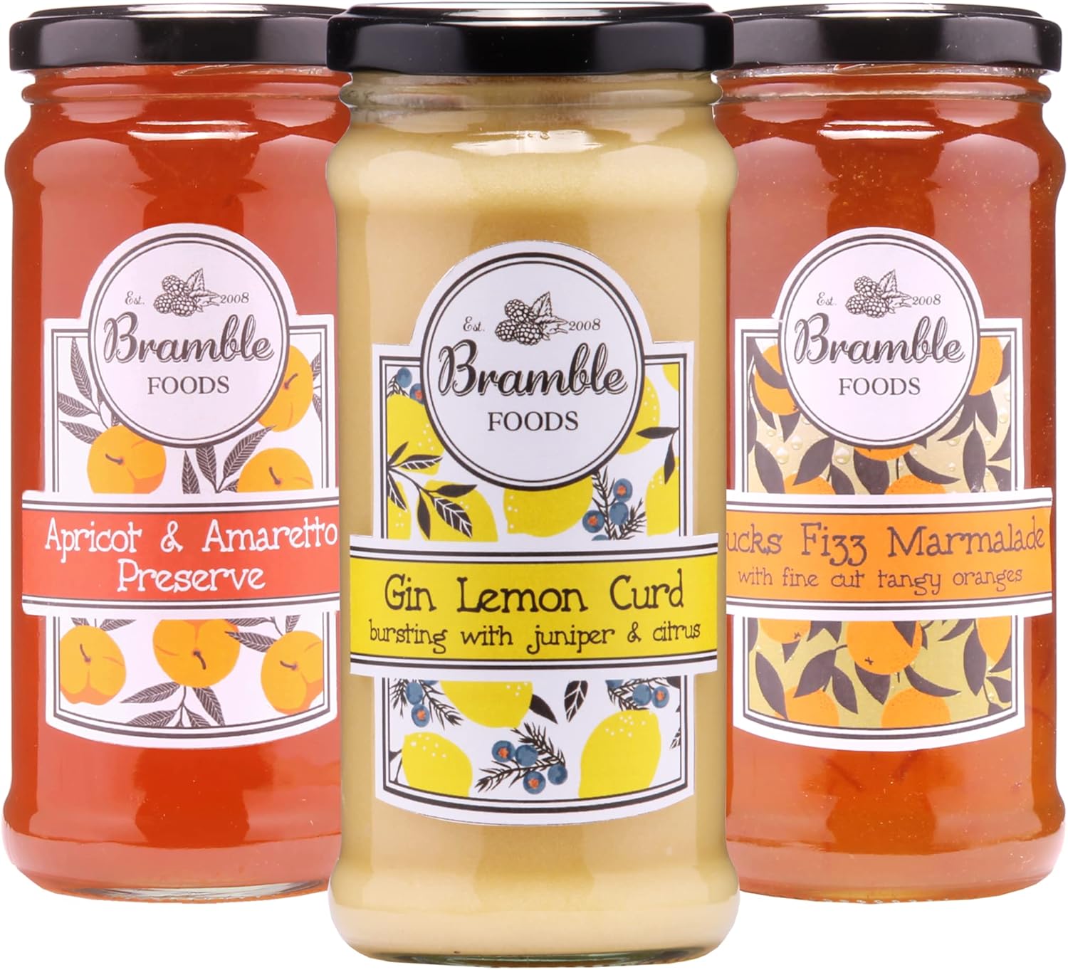 Bramble Foods Pack of 3 Festive Jam Preserves Gift Set - Includes Gin ...