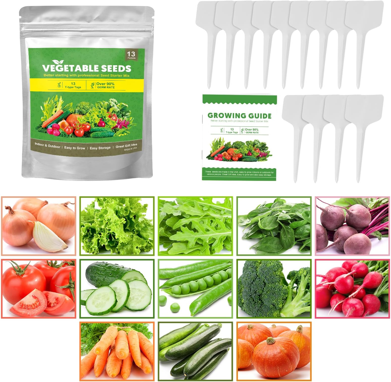 Amazon.com : Heirloom Vegetable Seeds Kit, 13 Varieties Packets|6000 ...