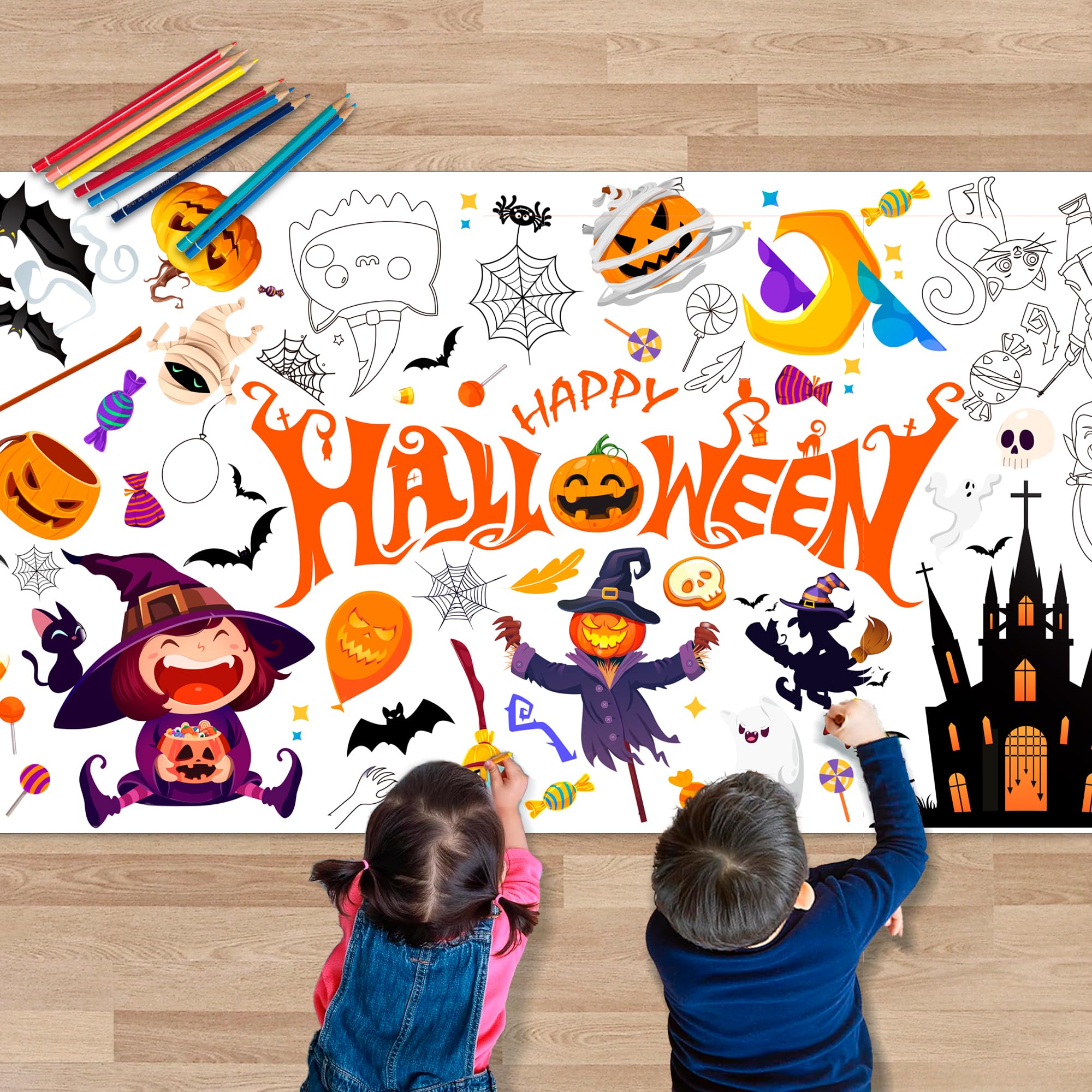 Snapklik.com : Halloween Giant Coloring Poster For Kids, 71 X 31.5 Inch ...