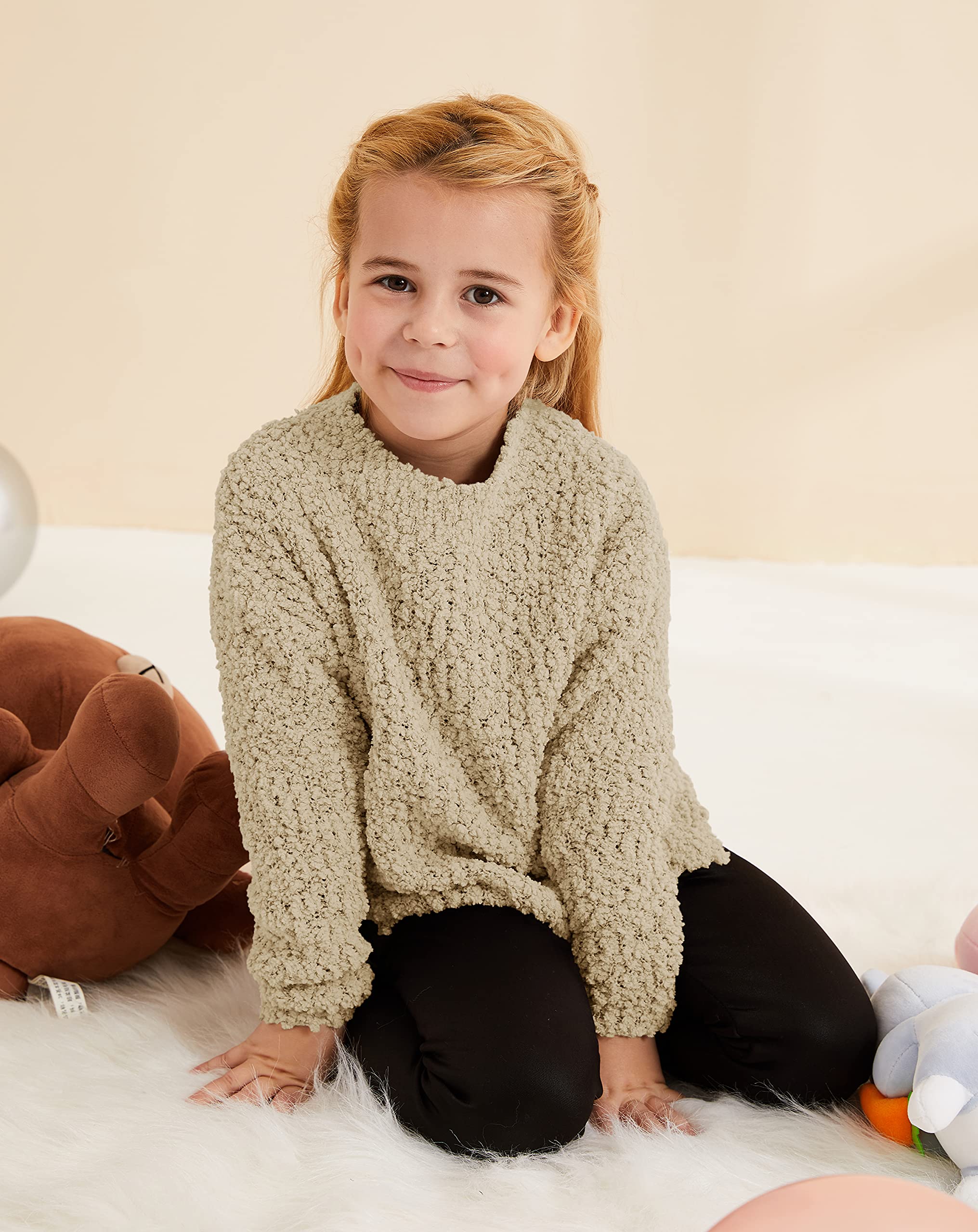 Snapklik.com : Girls Sweaters Fuzzy Knit Kids Cozy Popcorn Fall Winter ...