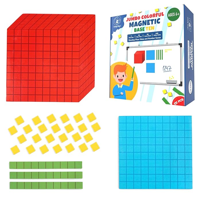 Buy 131 Pcs Jumbo Magnetic Base Ten Blocks For Math Place Value Blocks Base 10 Math