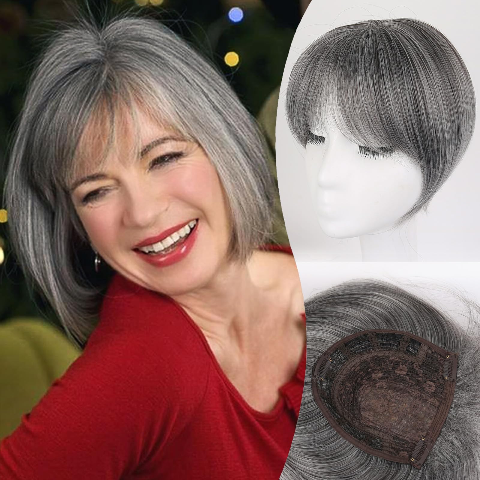 Amazon.com : Oseti Short Bob Hair Toppers with Bangs Hair Toppers for ...