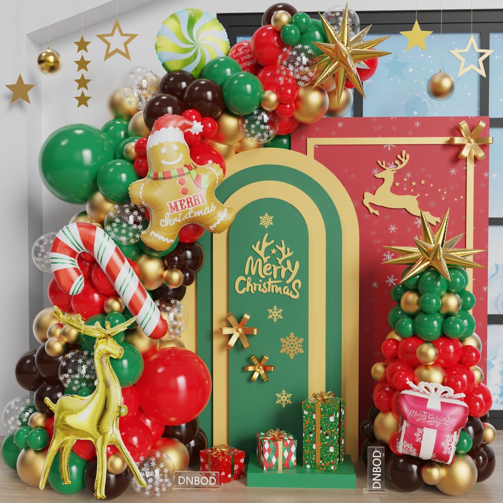 Amazon.com: 149Pcs Christmas Balloon Arch Kit,Red Green Gold Chocolate ...