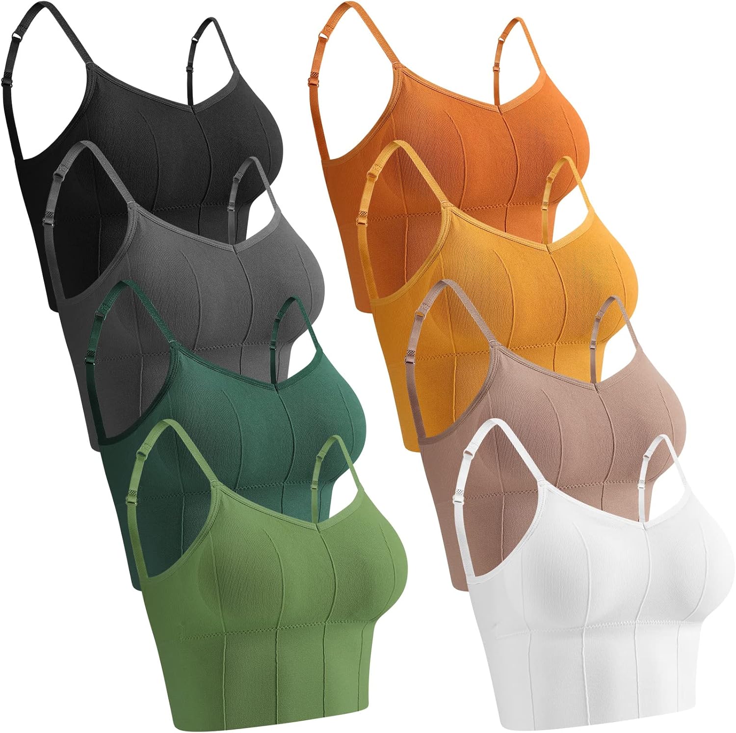 Amazon.com: Giegxin 8 Pcs Sports Bras Low Back Sleep Bralettes Seamless ...