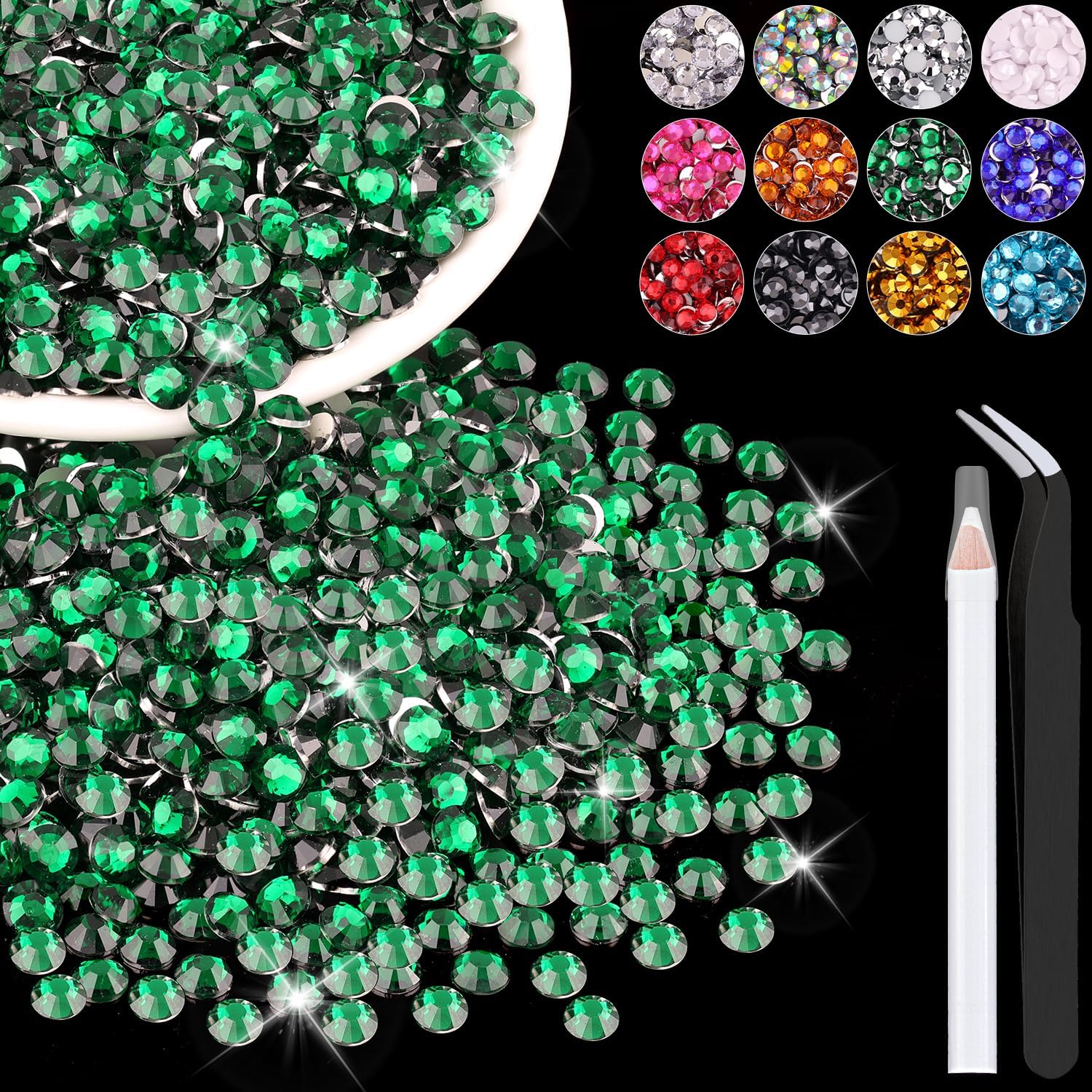 Amazon.com: 4000PCS 4mm Resin Rhinestones in Bulk (Dark Green ...