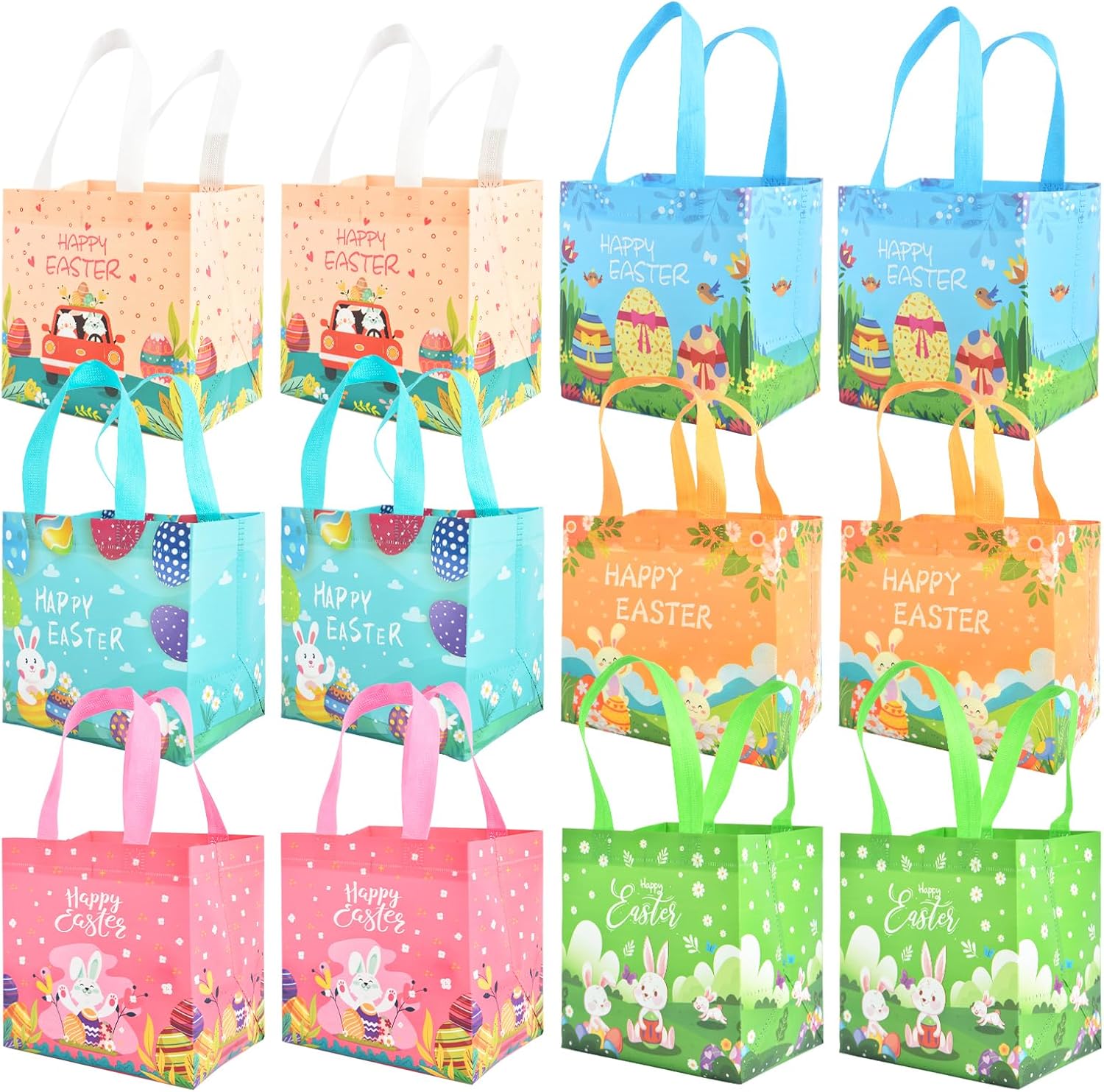 Easter Gift Bags, 12 Pcs Easter Tote Bags with Handles, Non-Woven ...