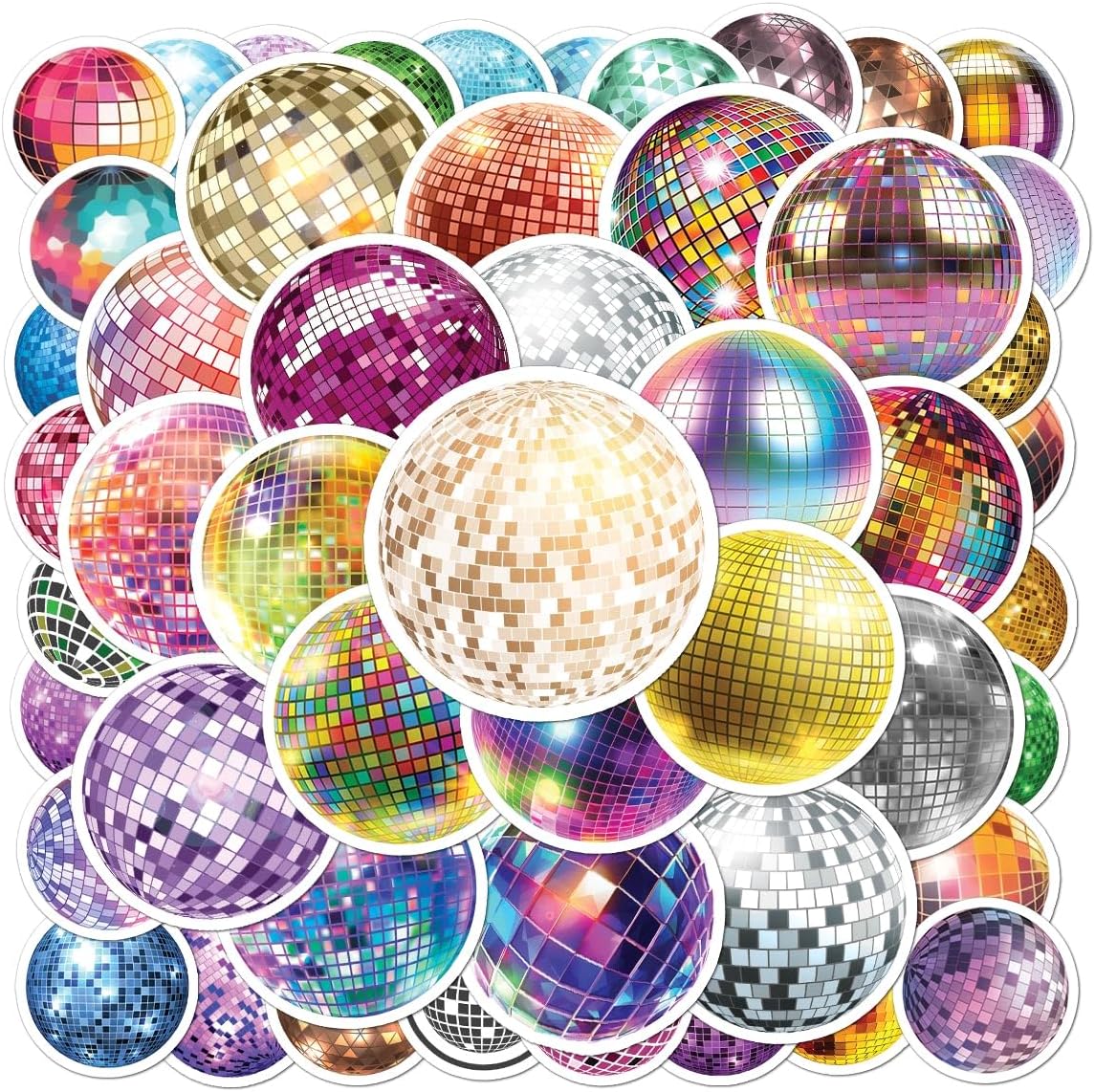 Amazon.com: Pack 50 Pcs 70s 80s Disco Ball Stickers for Water Bottles ...