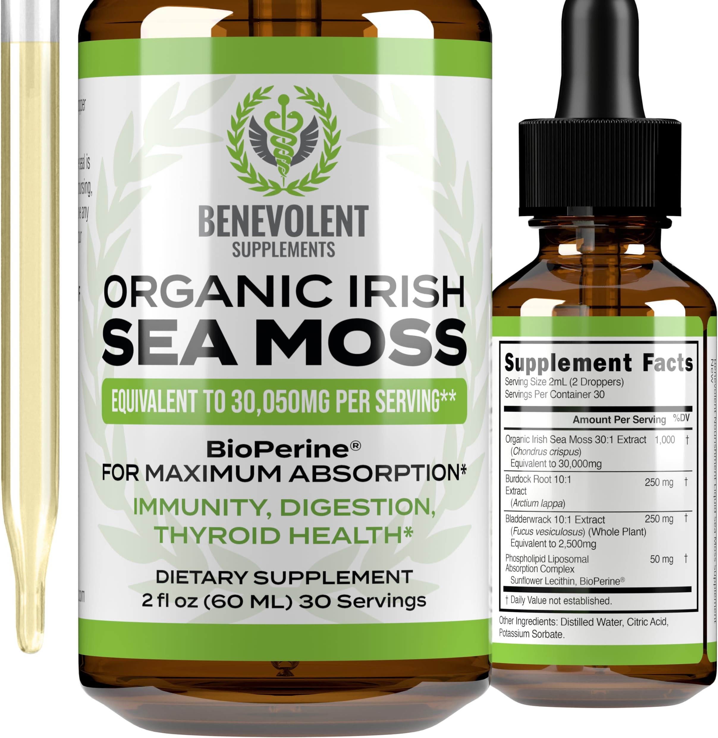 Amazon.com: Benevolent Nourishment Organic Irish Sea Moss Drops 2oz ...