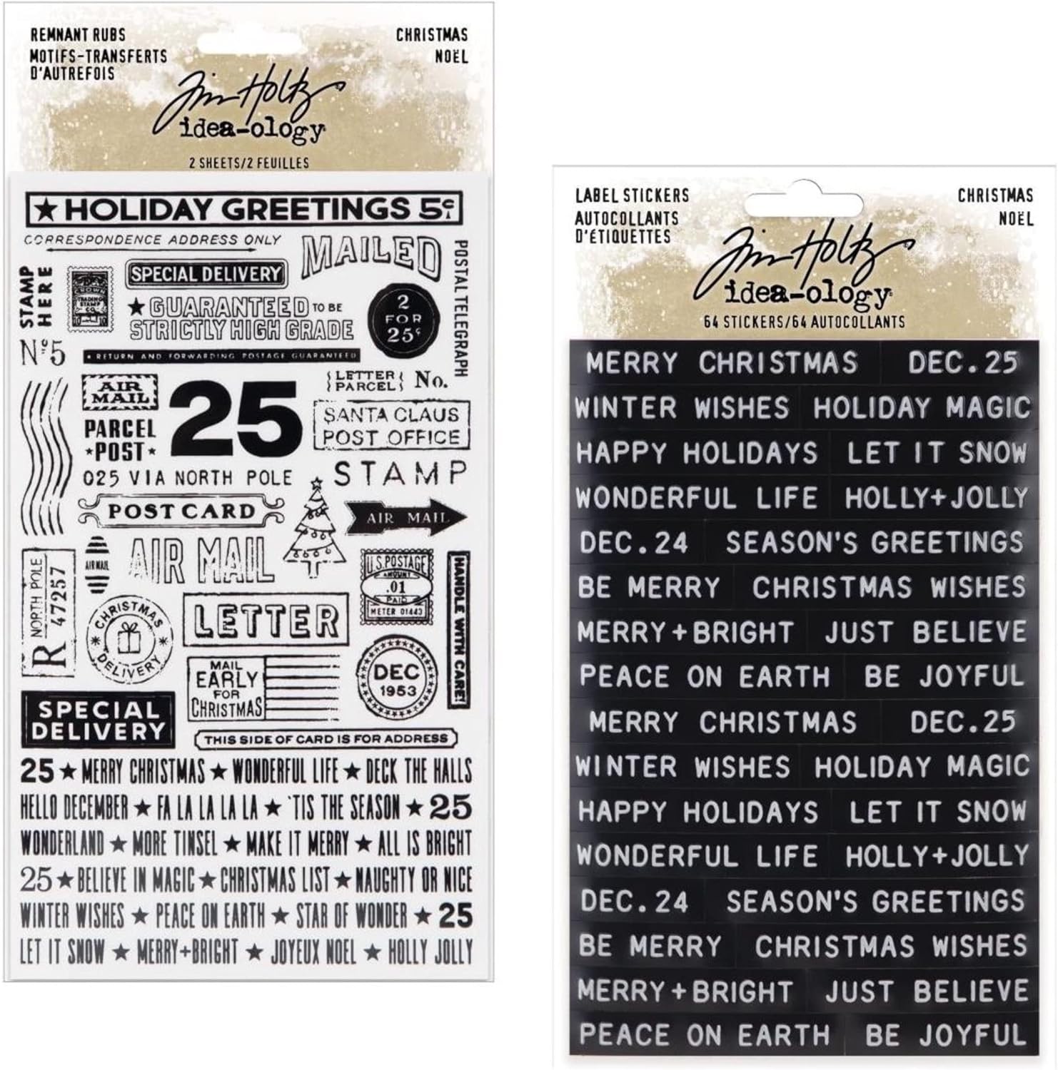 Amazon.com: Tim Holtz Idea-Ology Winter 2022 Remnant Rubs and Label ...