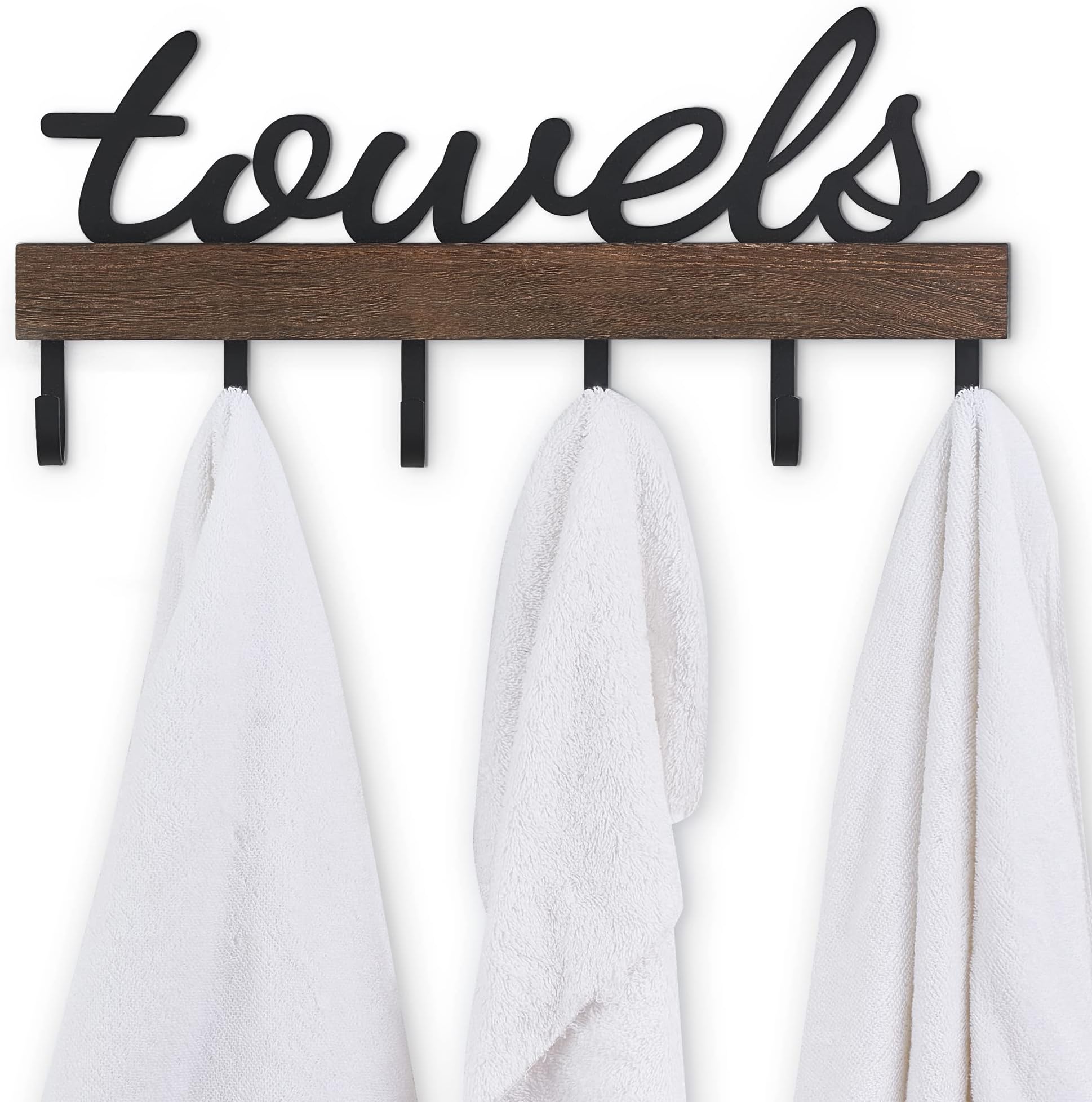 Amazon.com: Dahey Towel Rack with 6 Hooks, Towel Holder Wall Mount ...