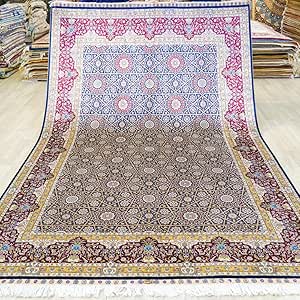 Amazon.com: Yuchen Rug Silk Carpet 2m x 3m Red Handmade Traditional ...