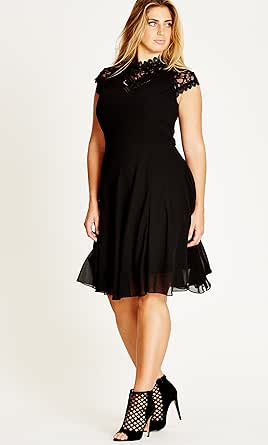 Amazon.com: Black Plus Size Fit & Flare Poser Dress - Size 22 / XL ...
