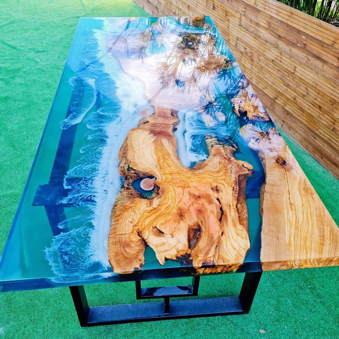 Amazon.com: TUZECH Ocean Table Epoxy Dining Table Resin Coffee Table ...