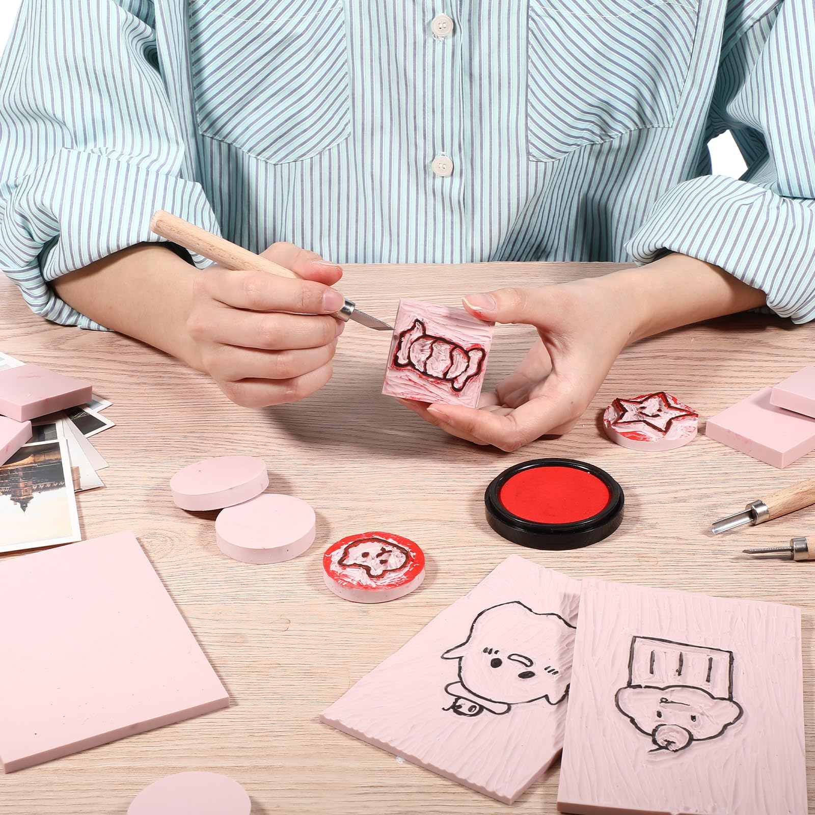 Snapklik.com : Innconee 18 Pcs Rubber Stamp Carving Blocks Linoleum ...