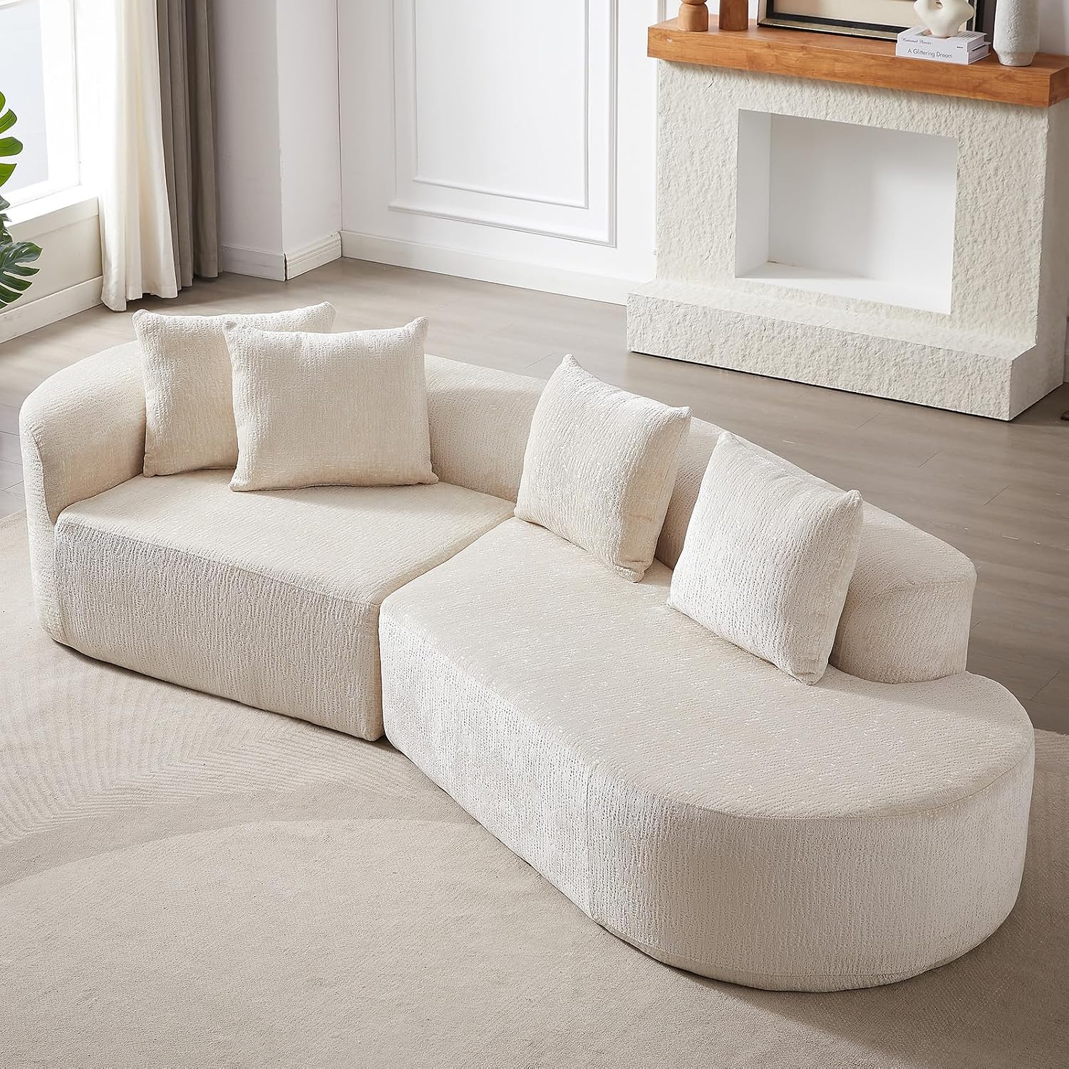 Amazon.com: Oversized Curved Sofa, 114-Inch 4 Seater Modern Comfy ...