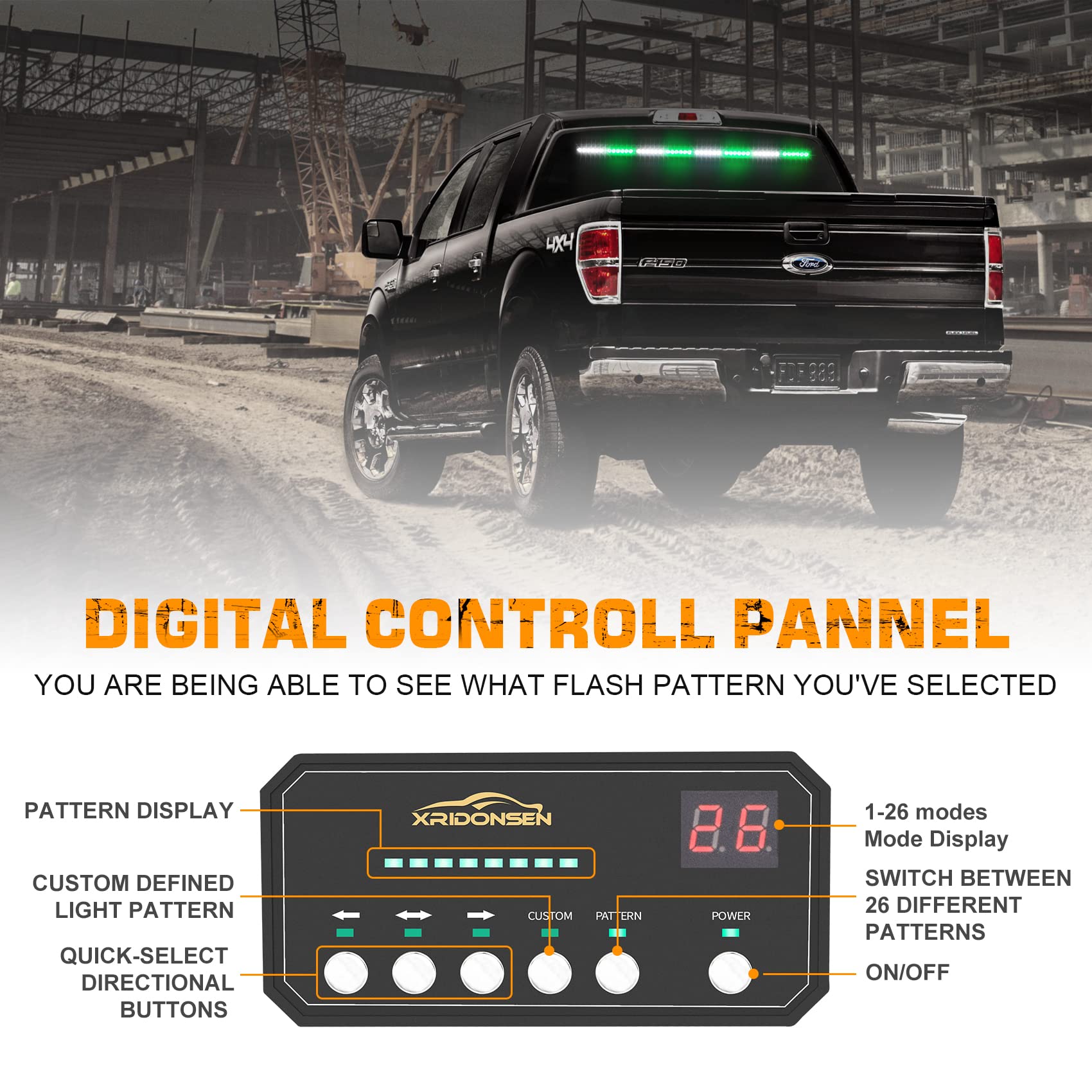 Snapklik.com : 35 Inch Traffic Advisor Green White Emergency Light Bar ...