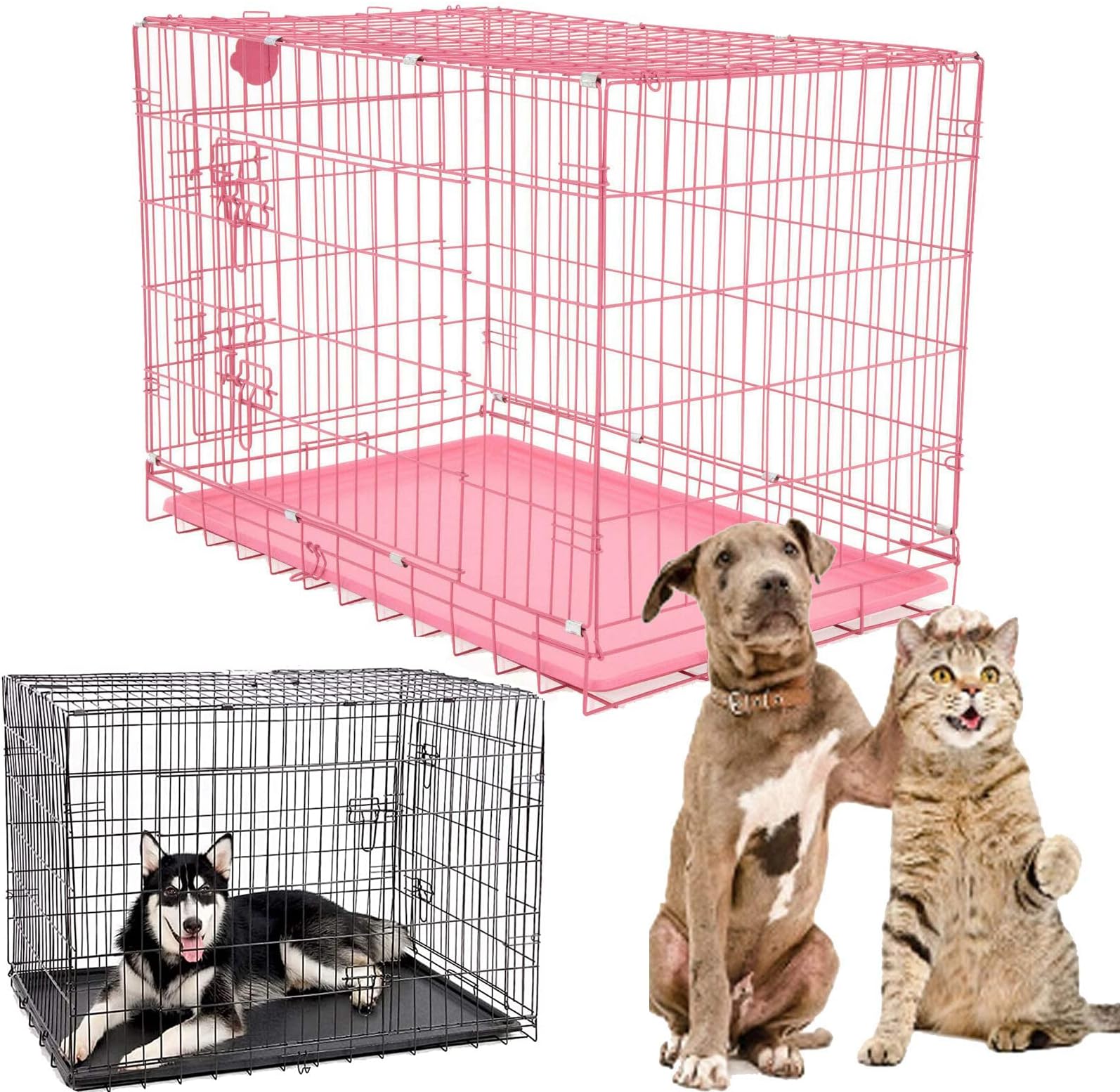 Pink Dog Puppy Metal Cage 30 : Amazon.co.uk: Pet Supplies