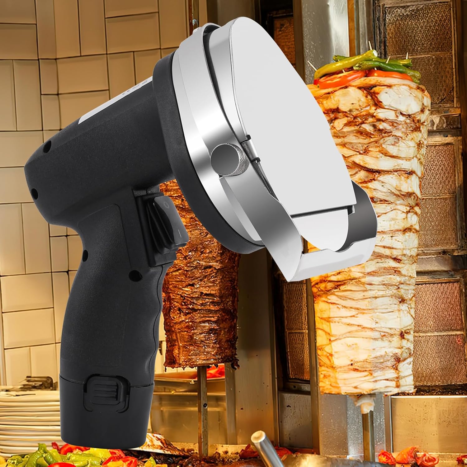 YJINGRUI Electric Kebab Slicer Rechargeable Kebab Cutting Knife Machine ...