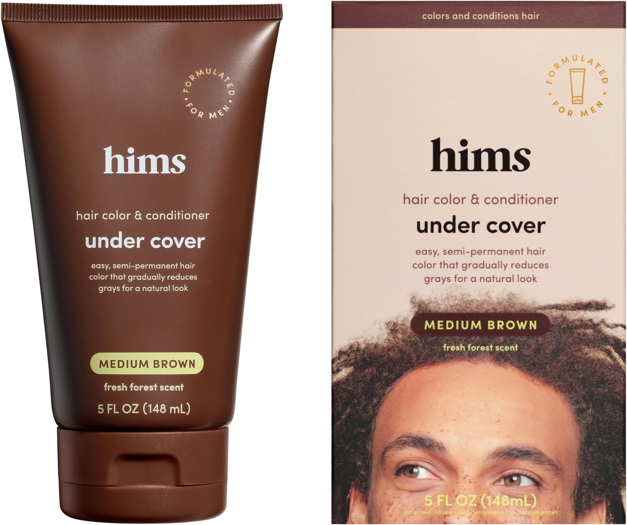 Amazon.com : hims Under Cover Hair Color & Conditioner - Medium Brown ...