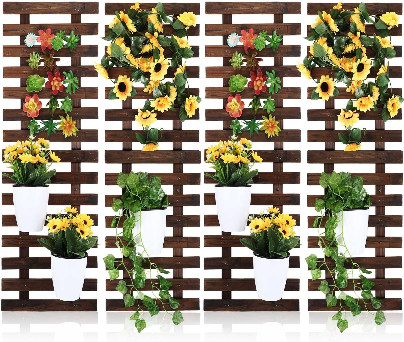 Amazon.com: Weysat 4 Pcs Wall Planter Wooden Orchid Hanging Planter for ...