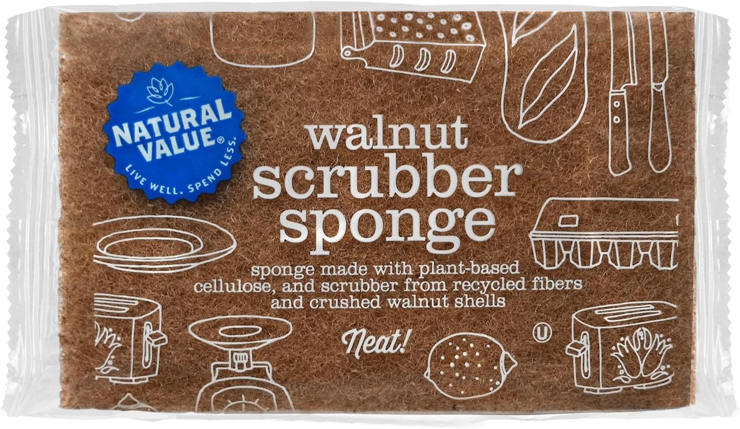 Amazon.com: Natural Value Walnut Scrubber Sponge : Health & Household