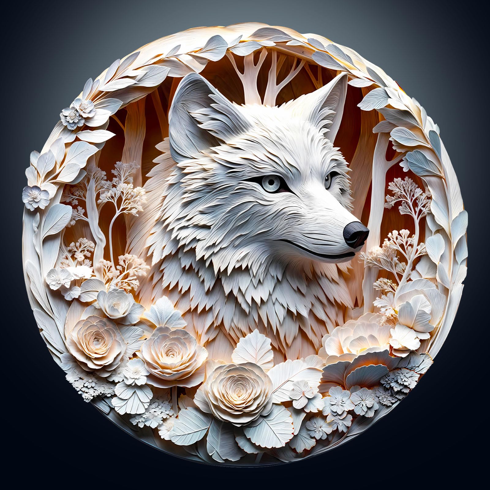 Amazon.com: Wooden Puzzles for Adults, Flat Puzzle with 3D Visual Effect, White Wolf Wooden ...