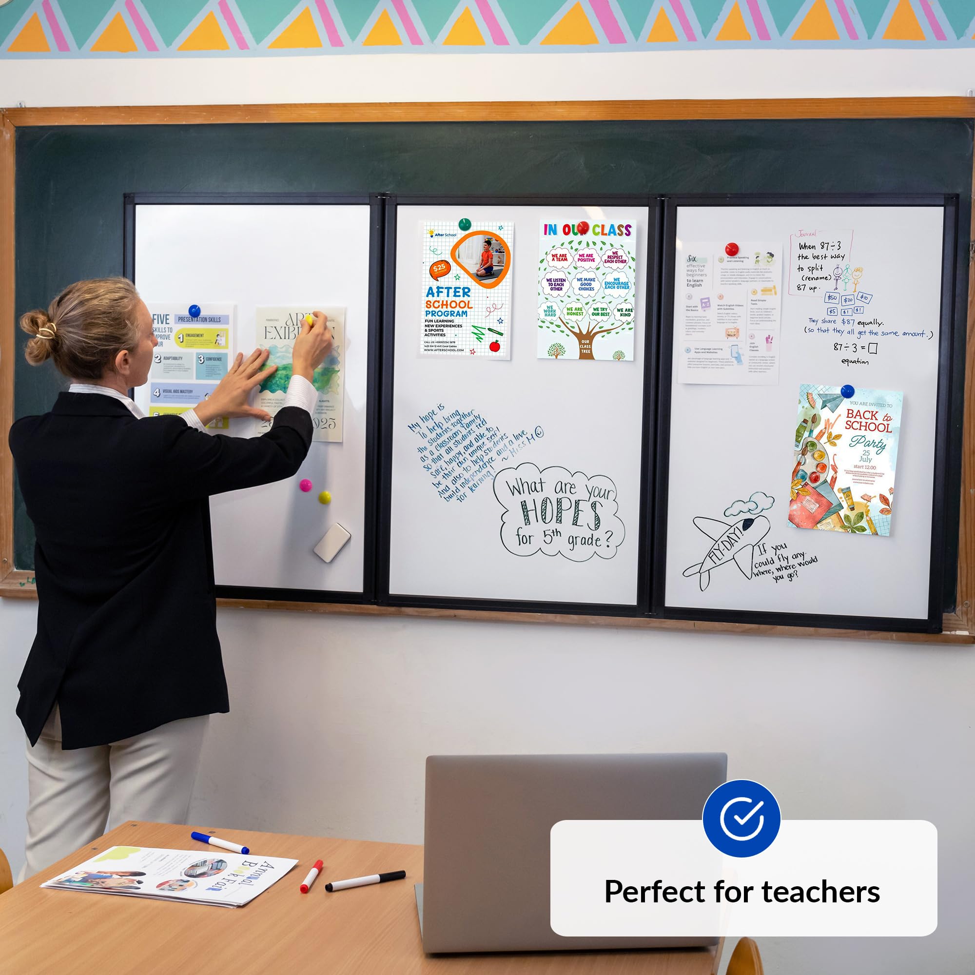 Snapklik.com : Trifold Display Board Magnetic Presentation Whiteboard ...