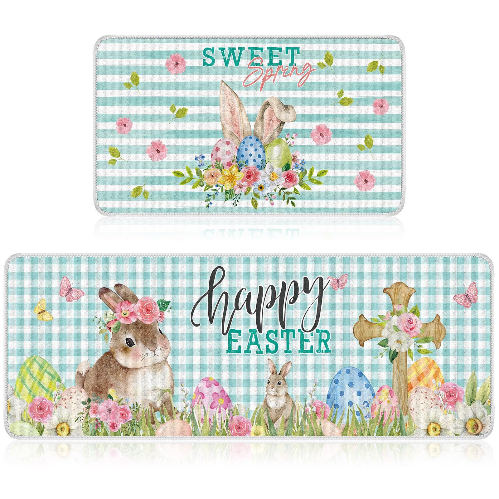 Amazon.com: Drydiet Easter Kitchen Rugs and Mats Set of 2, Happy Easter ...