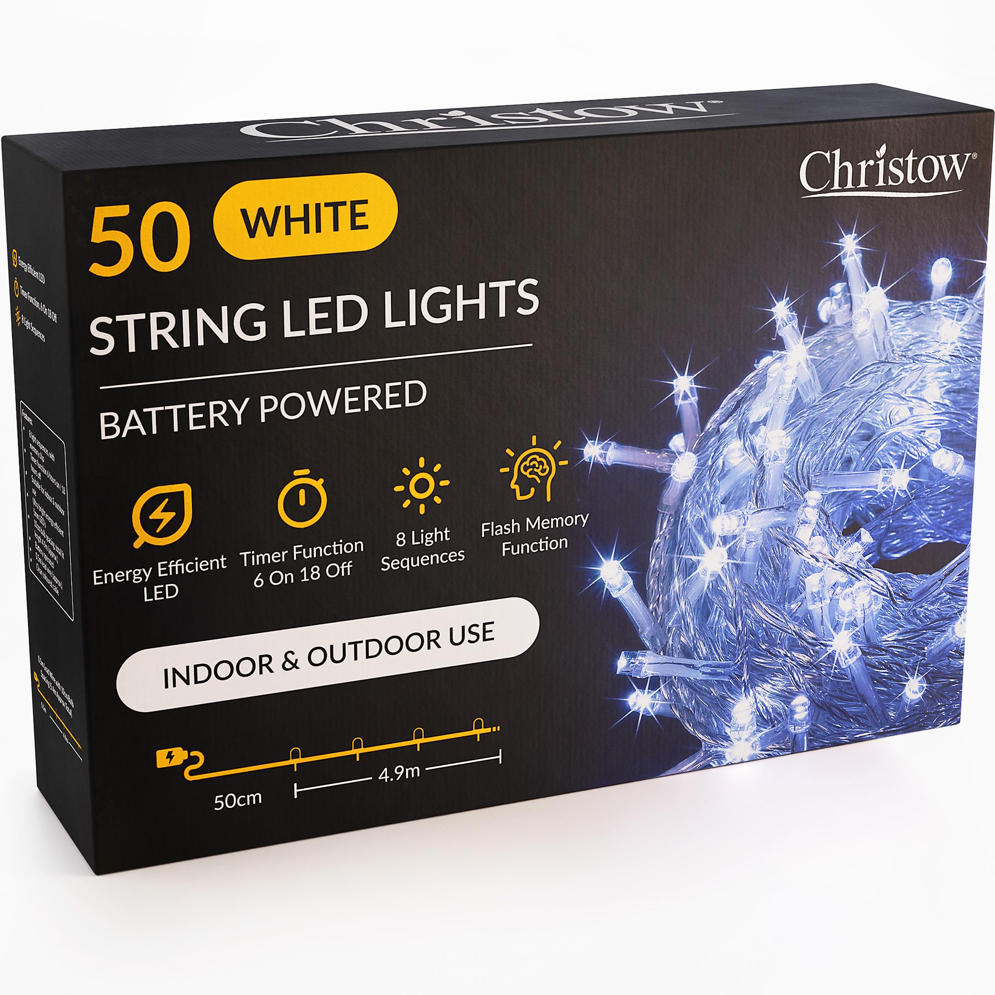 CHRISTOW Christmas Fairy Lights Battery Operated, White LED String ...
