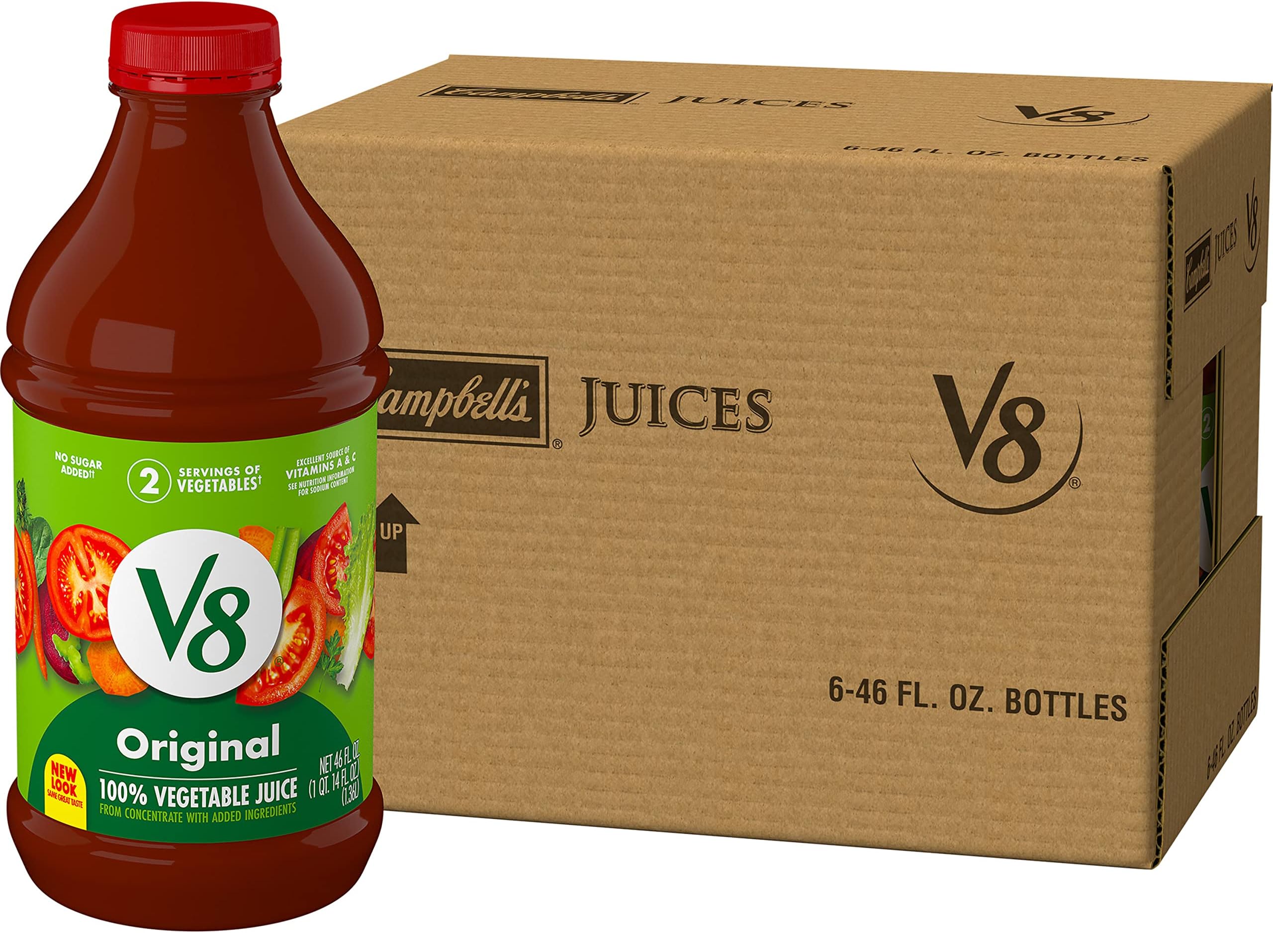 Amazon.com : V8 Original 100% Vegetable Juice, 46 fl oz Bottle (6 Pack ...