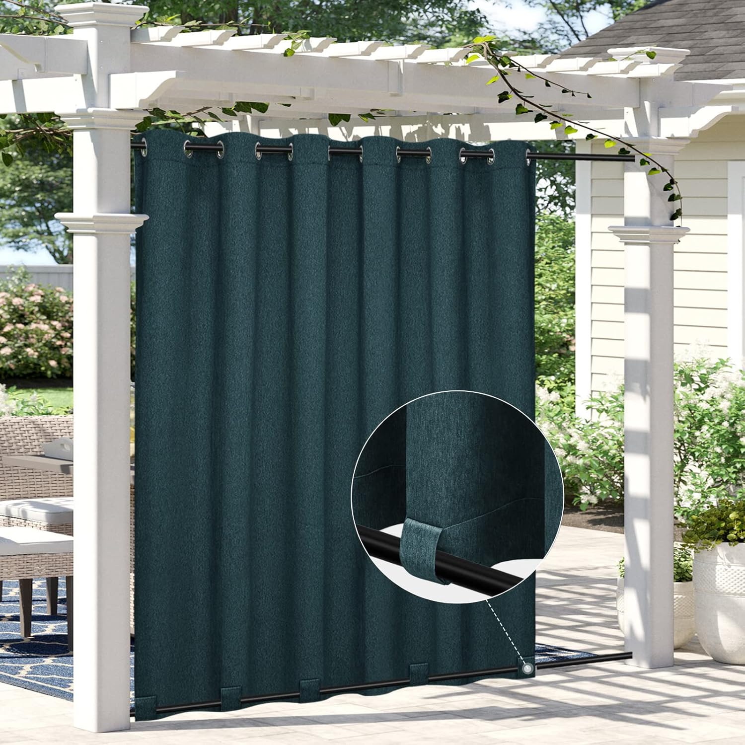 Amazon.com: Easy-Going Linen Look Outdoor Curtains Waterproof Windproof ...