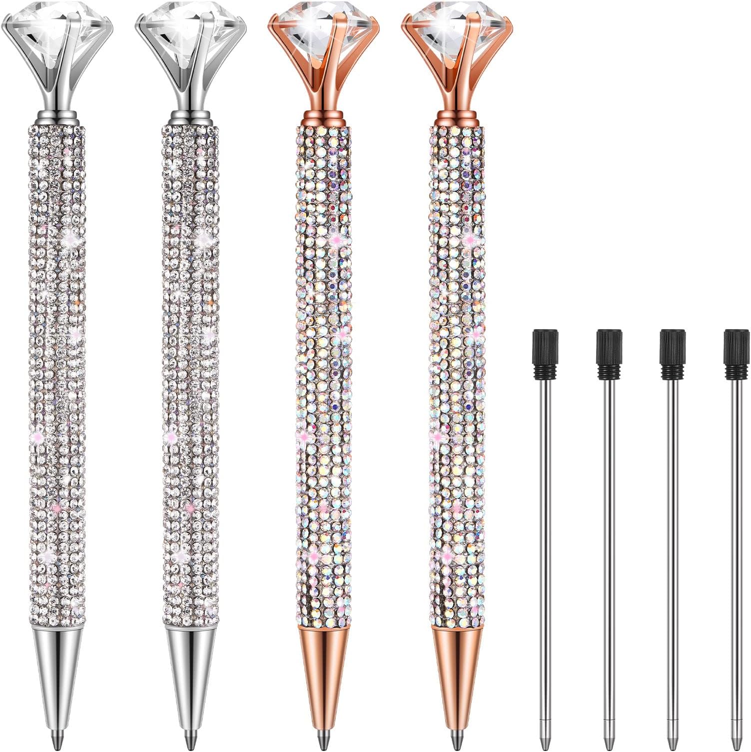 Amazon.com : ZZTX 5 PCS Big Crystal Diamond Ballpoint Pen Bling Metal ...