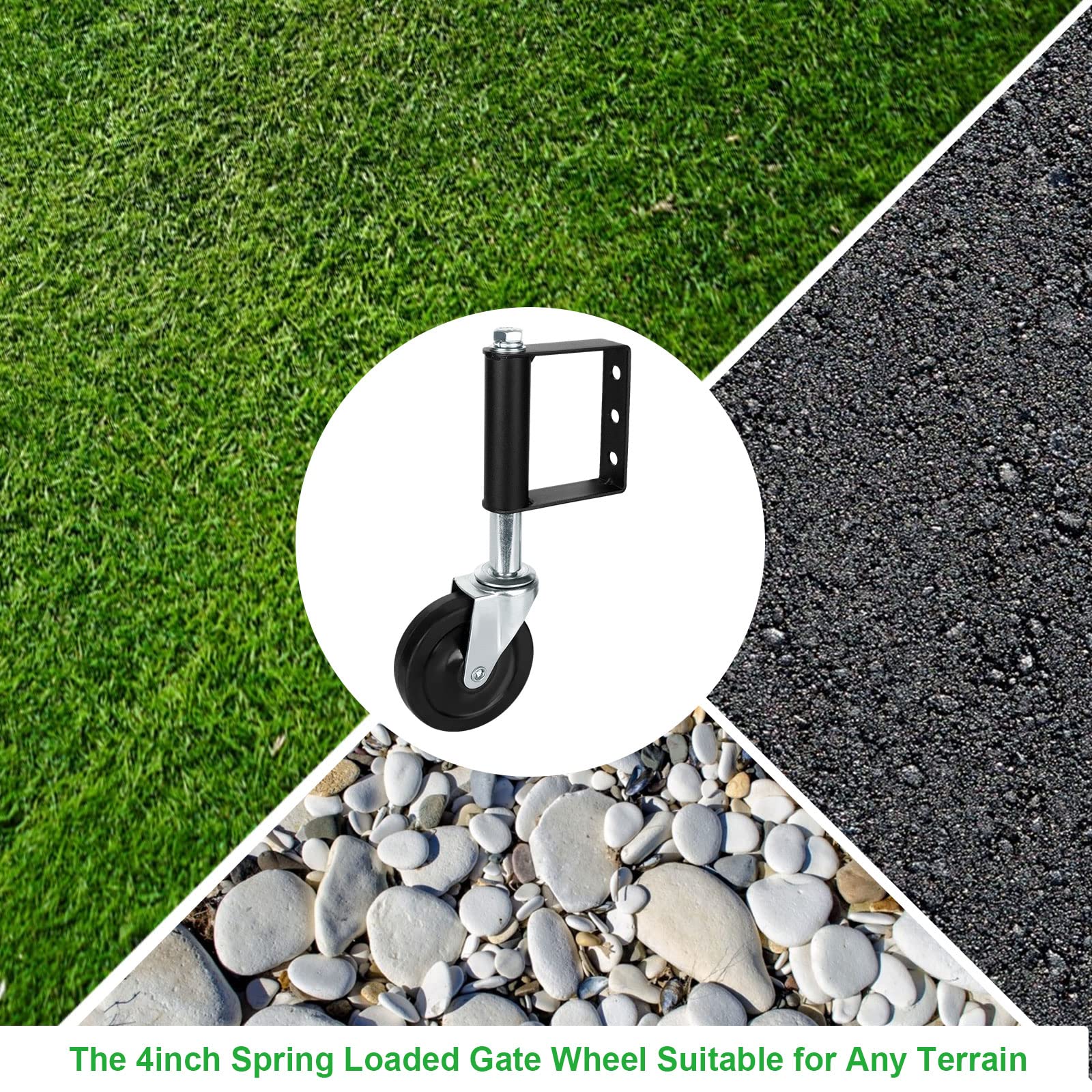 Snapklik.com : 2PCS 4 Inch Spring Loaded Gate Caster Rubber, Heavy Duty ...