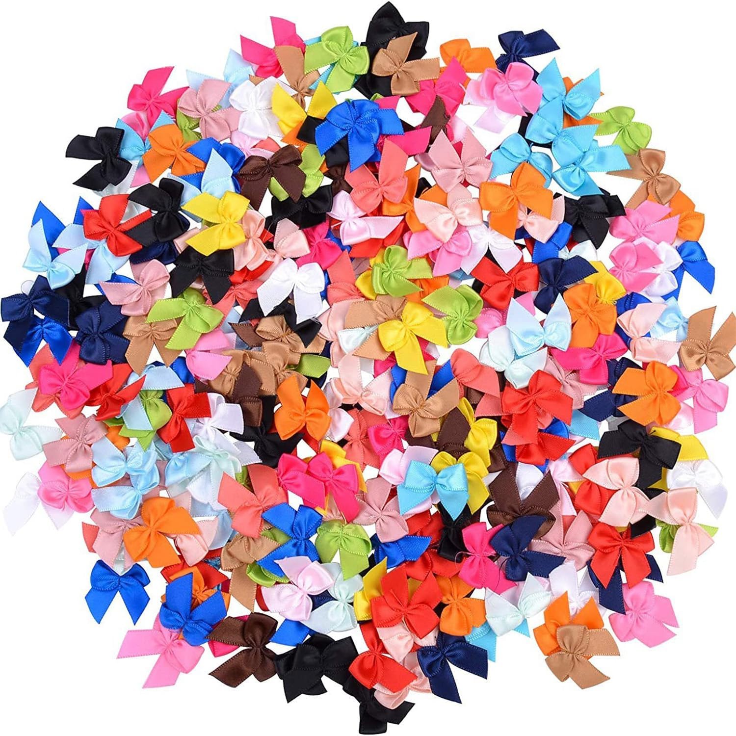 200pcs Mini Ribbon Bows, Small Multicolor Bows for Crafting, Double ...