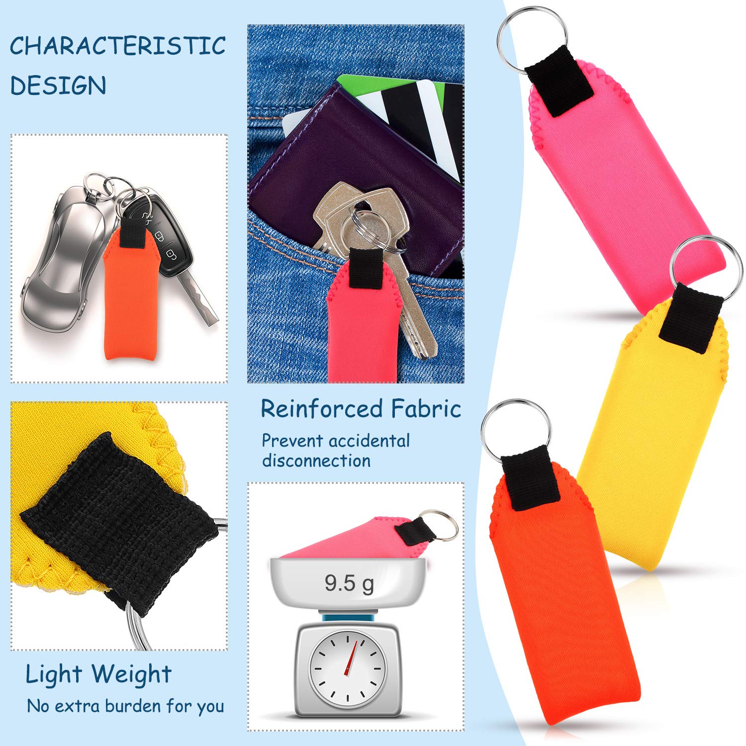 Snapklik.com : TecUnite Floating Neoprene Boat Keychain, 3 Pack Key ...