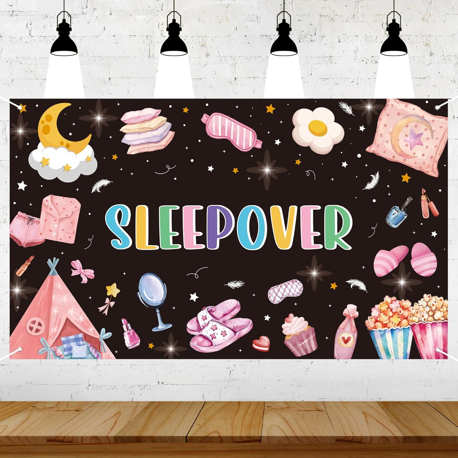 Amazon.com : EUOYUFO 6x3ft Sleepover Party Backdrop Slumber Party ...