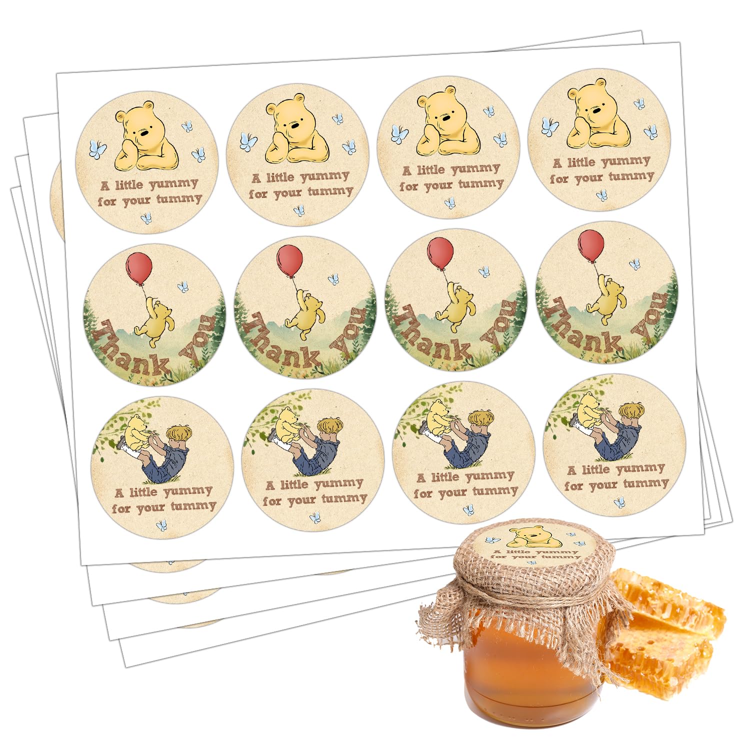 Buy ALodr 72 Pcs Winnie The Pooh Stickers, Winnie The Pooh Baby Shower ...