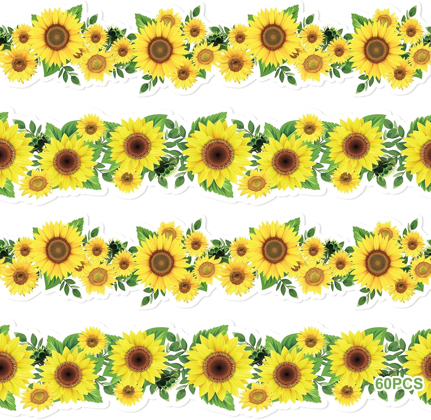 118Ft Sunflower Border Trim Bulletin Borders Stickers, 2 Style Yellow ...