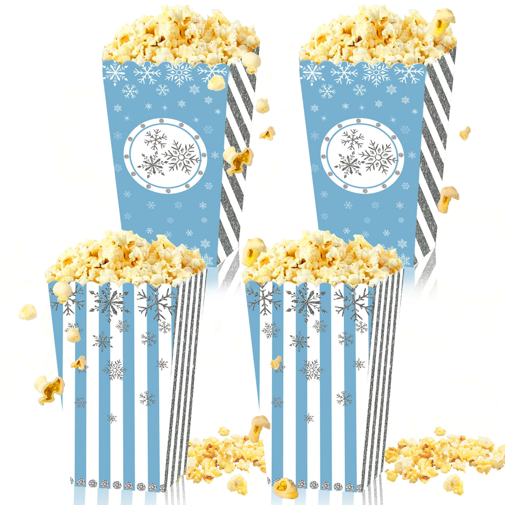Amazon.com: JeVenis 12 PCS Blue Snowflake Popcorn Boxes Winter ...