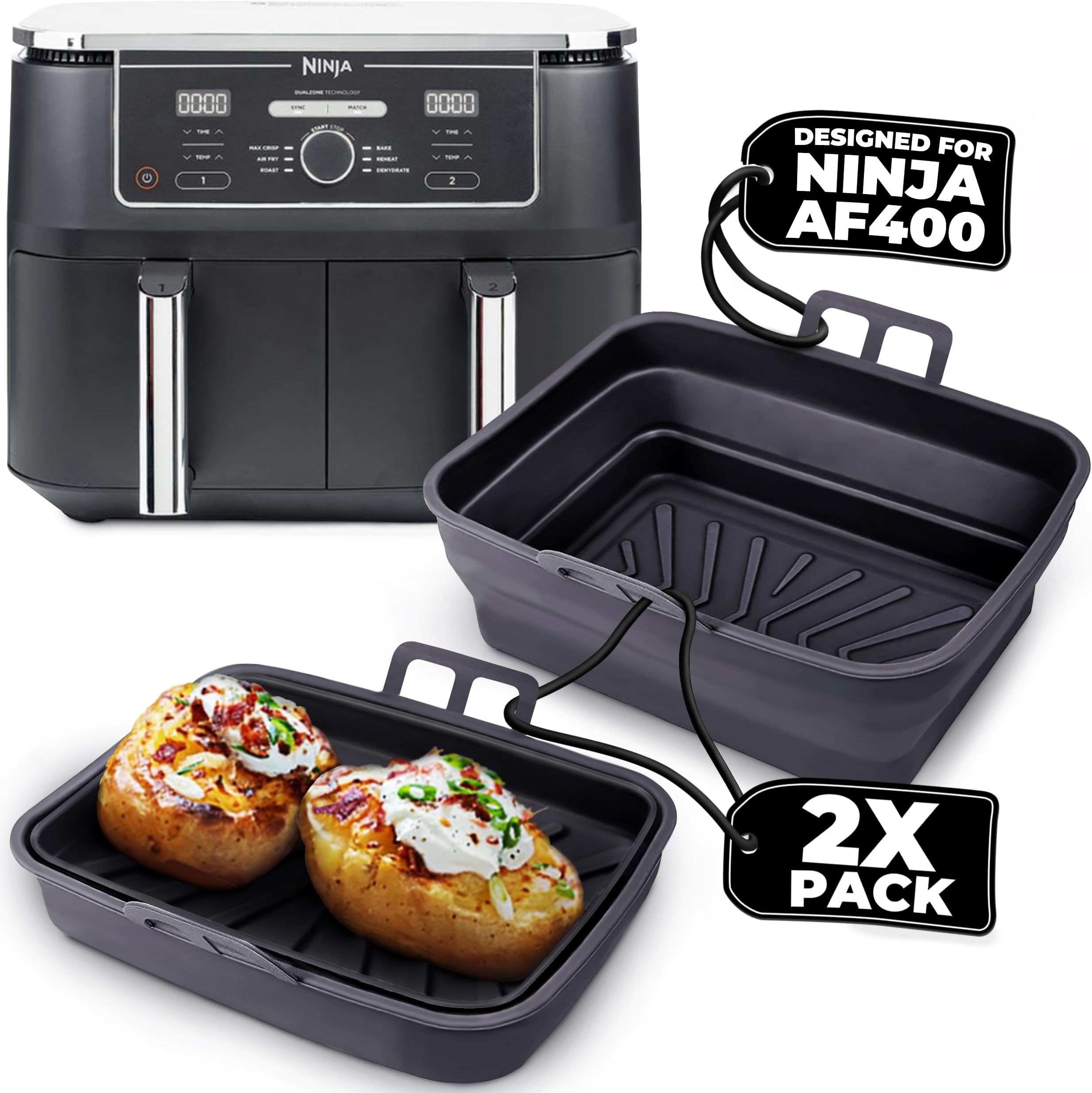 Ninja Air Fryer Liners - 9.5L, Dual Air Fryer Accessories, Silicone ...