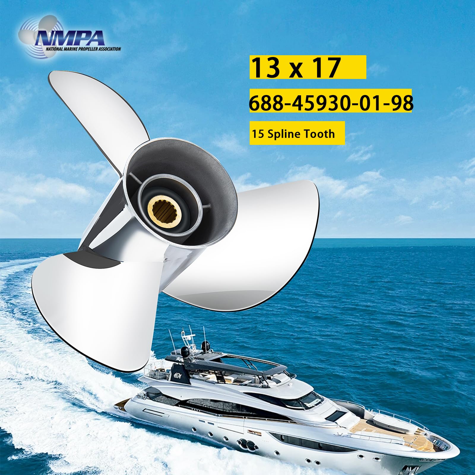 Snapklik.com : VIF YBS Boat Propeller For Yamaha Engines OEM Upgrade Stainless Steel Outboard ...