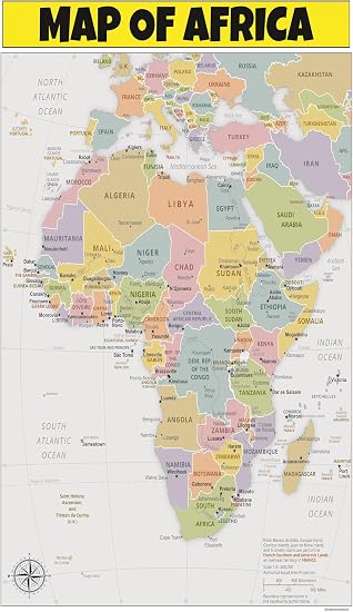 Amazon.com: Map of Africa 17x24 - Laminated Wall Map Print Perfect for ...
