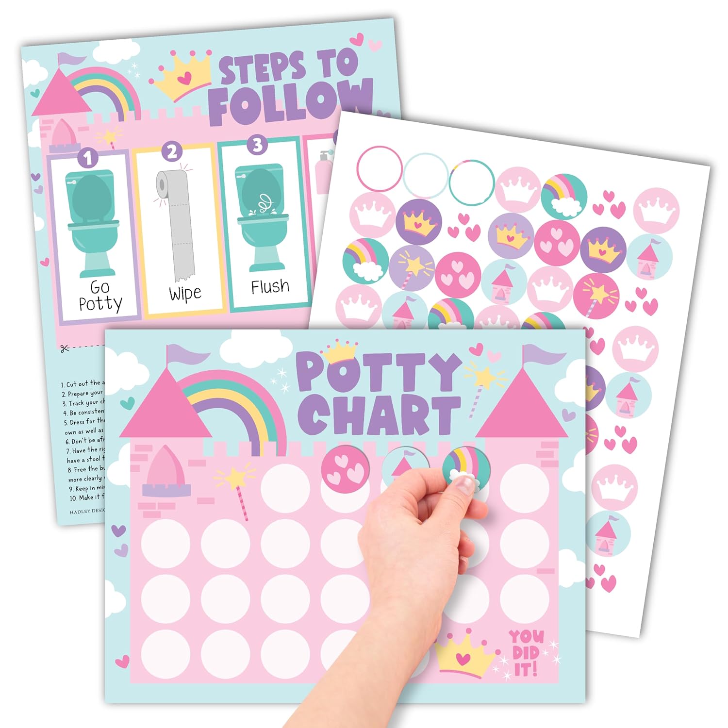 Amazon.com: Hadley Designs Princess Potty Training Chart for Toddler ...