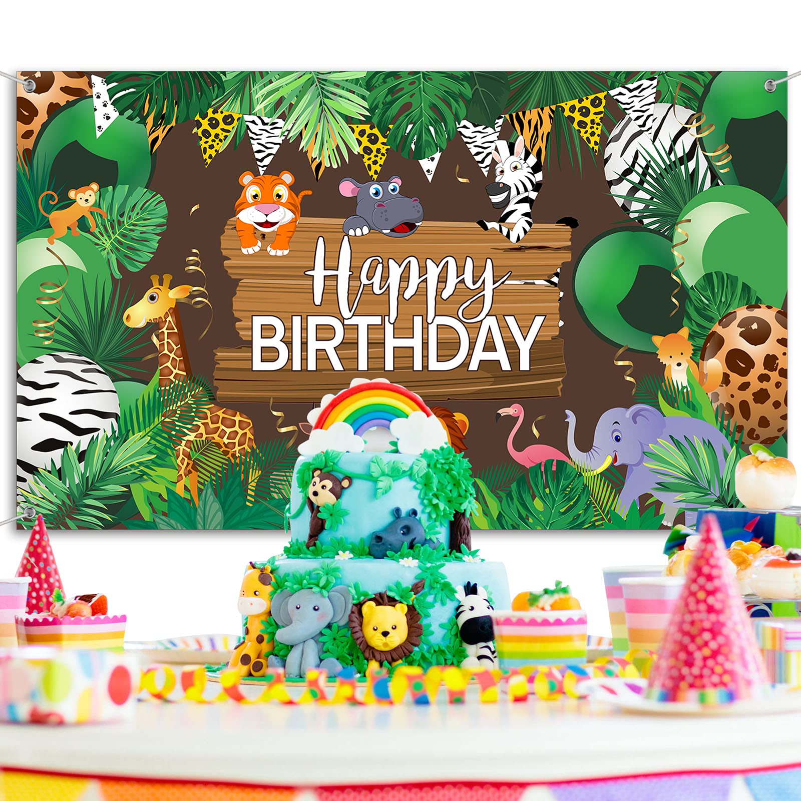 Buy Safari Animals Birthday Banner Fabric Jungle Wild Animal Happy buy-safari-animals-birthday-banner-fabric-jungle-wild-animal-happy
