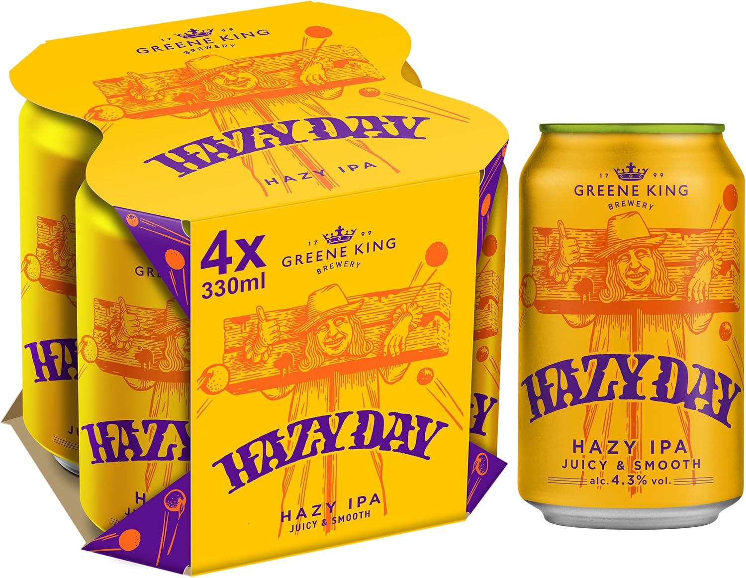 Greene King Hazy Day IPA 4.3% Craft Beer Cans – 24 Pack – Premium Hazy ...