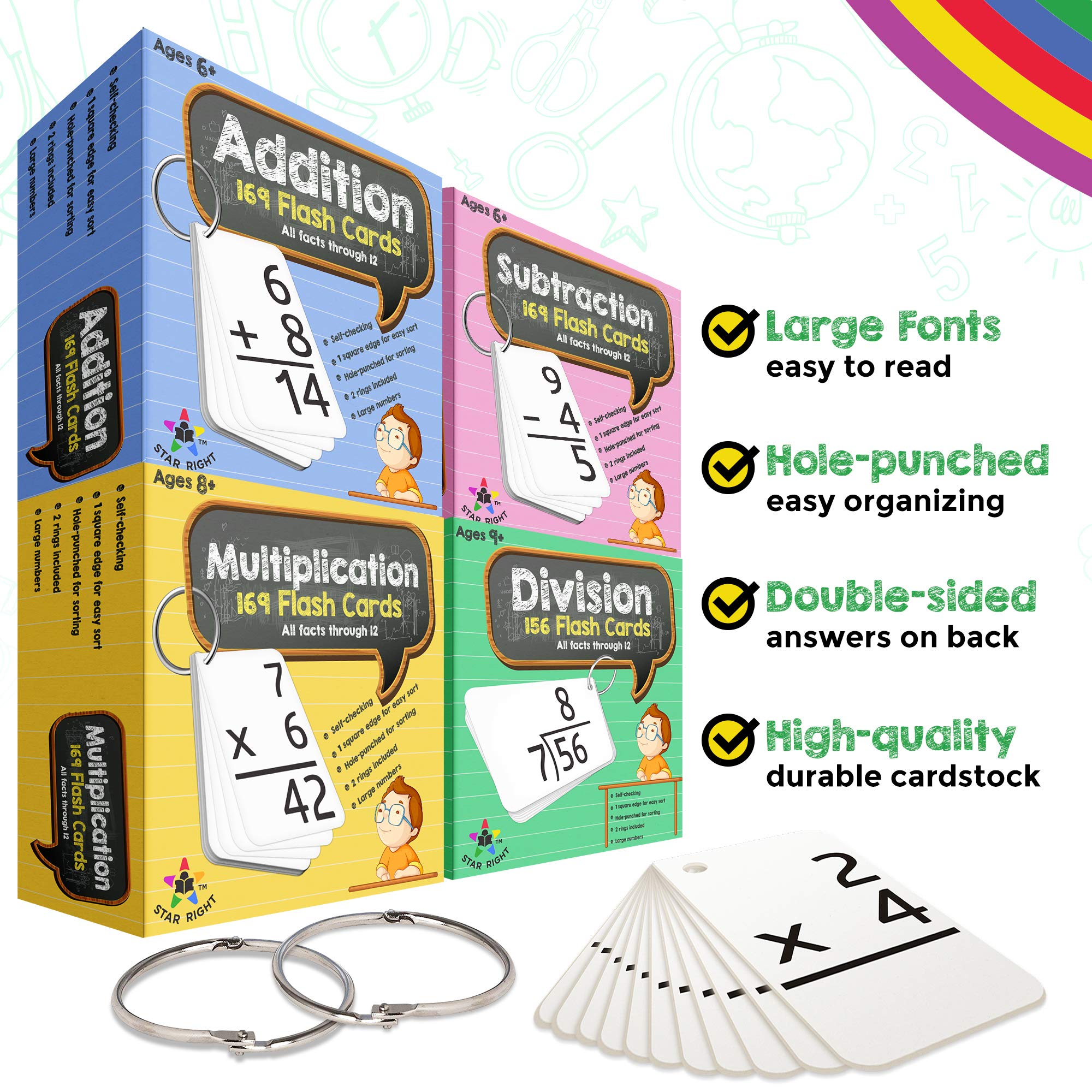 Snapklik.com : Math Flash Cards Set Of 4 - Addition, Subtraction ...